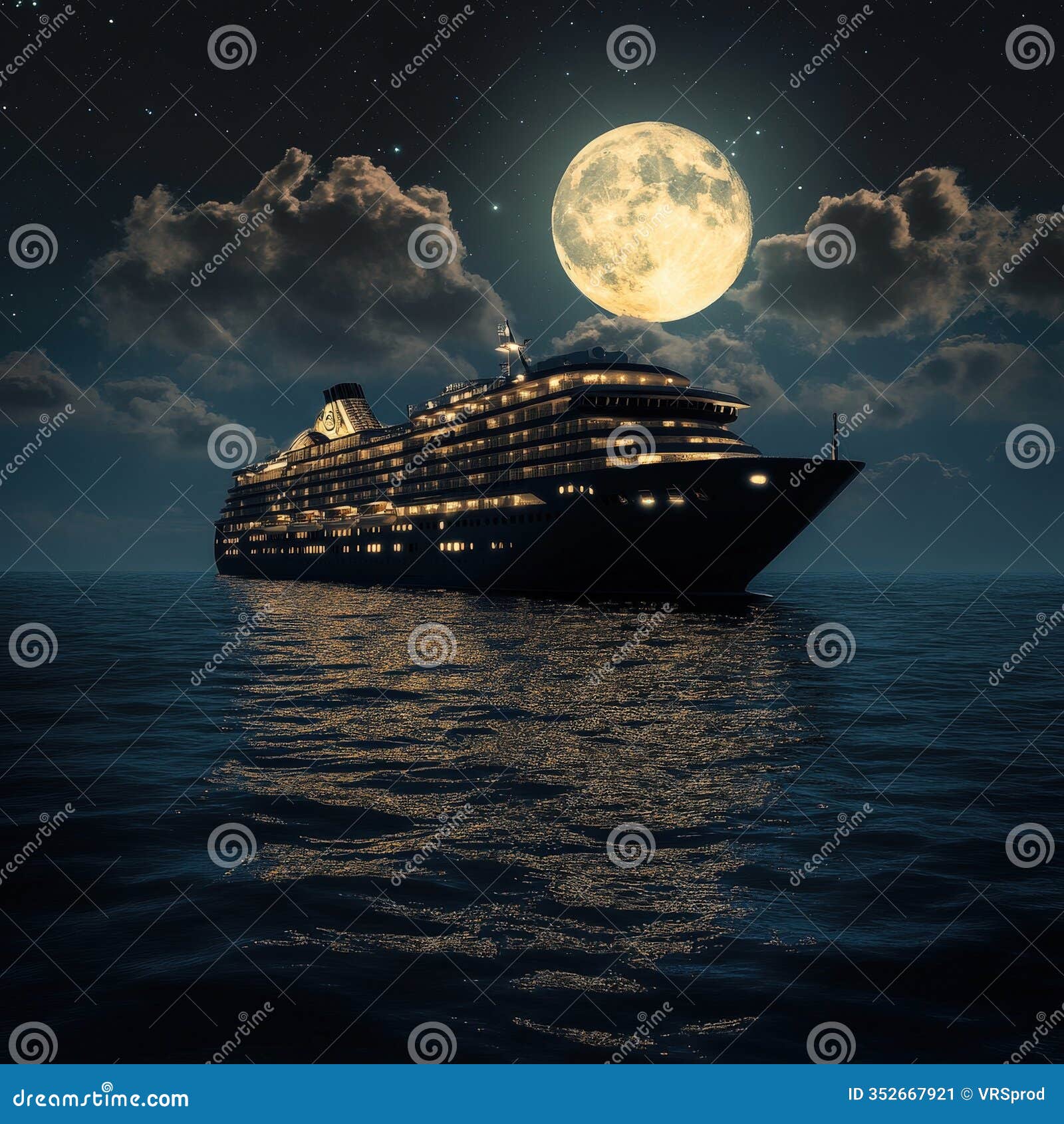 Moonlit Cruise Ship Sailing through the Night Sky Stock Image - Image ... Moonlit Cruise Ship Sailing through the Night Sky Stock Image - Image ...