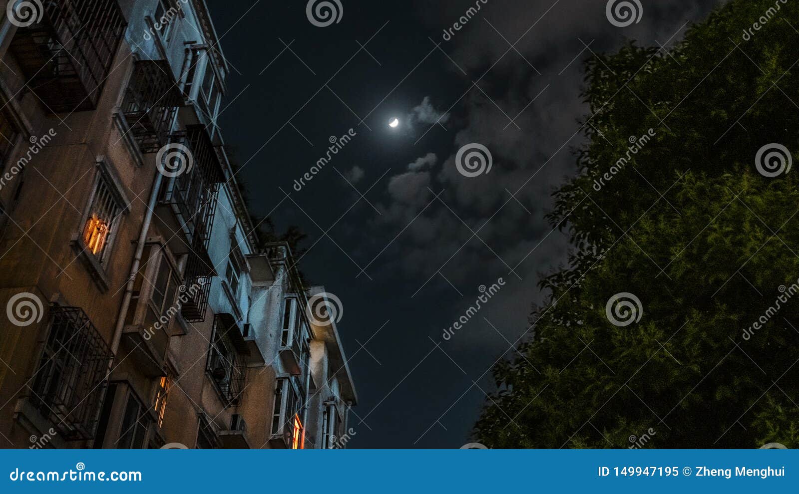 A Moonlit Night. Dreamy Scenes Stock Image - Image of house, night ...
