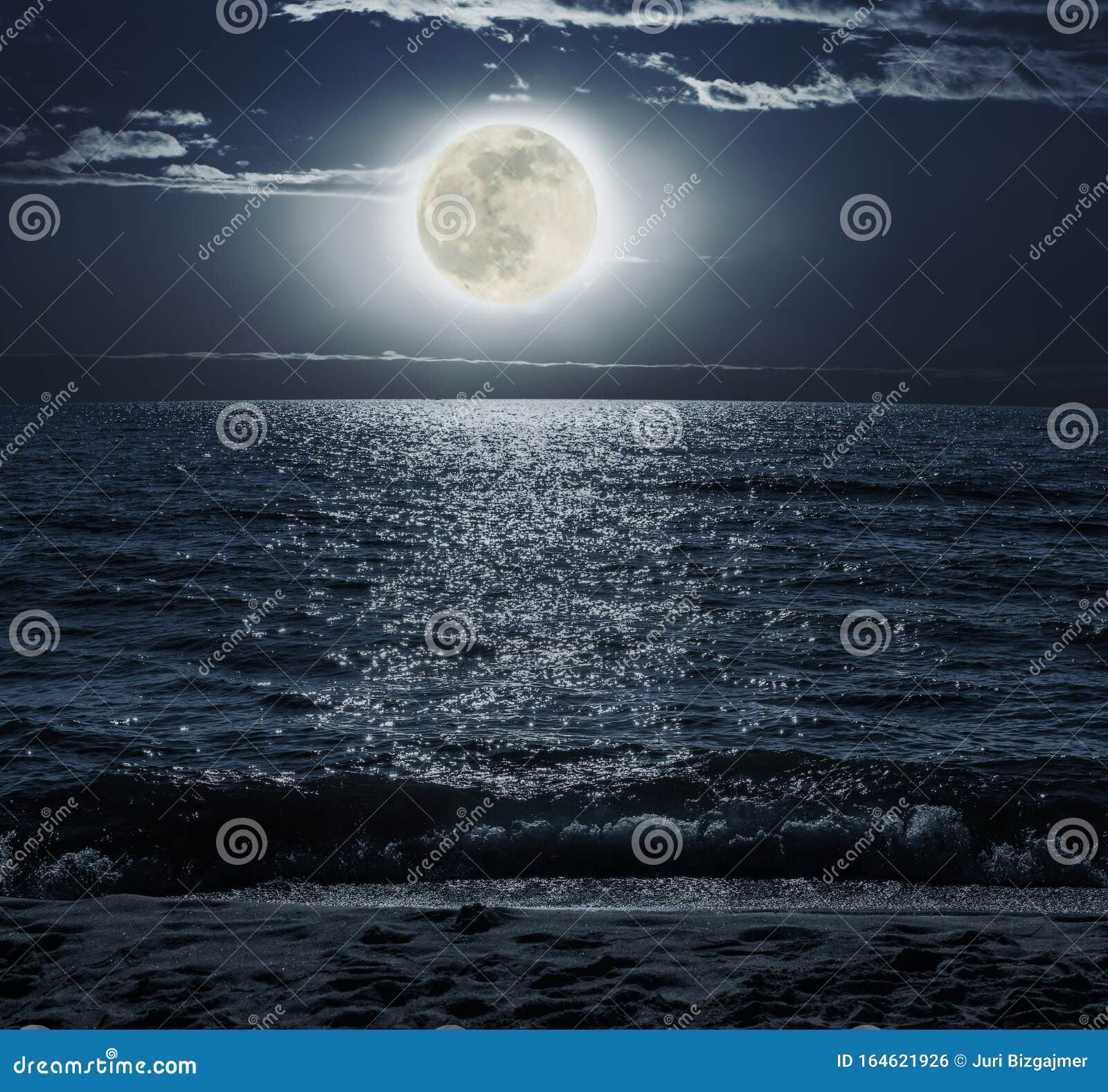 Moonlit Night over the Sea stock photo. Image of south - 164621926