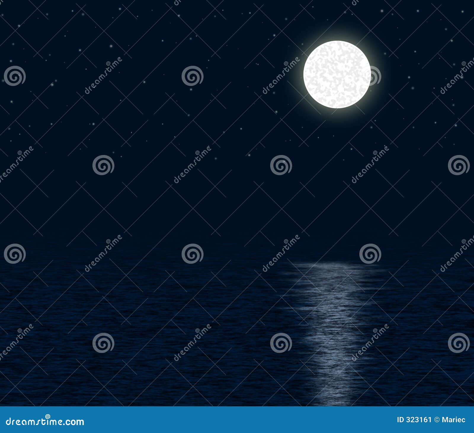 Moonlit Ocean stock illustration. Illustration of ripples - 323161