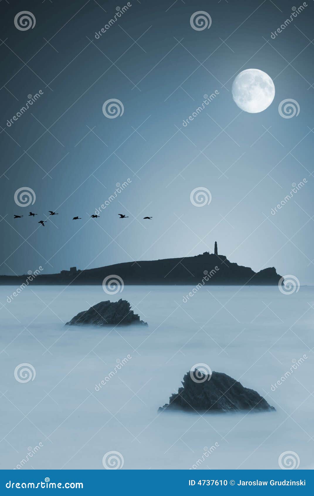 Moonlit ocean stock photo. Image of moon, beach, cliffs - 4737610