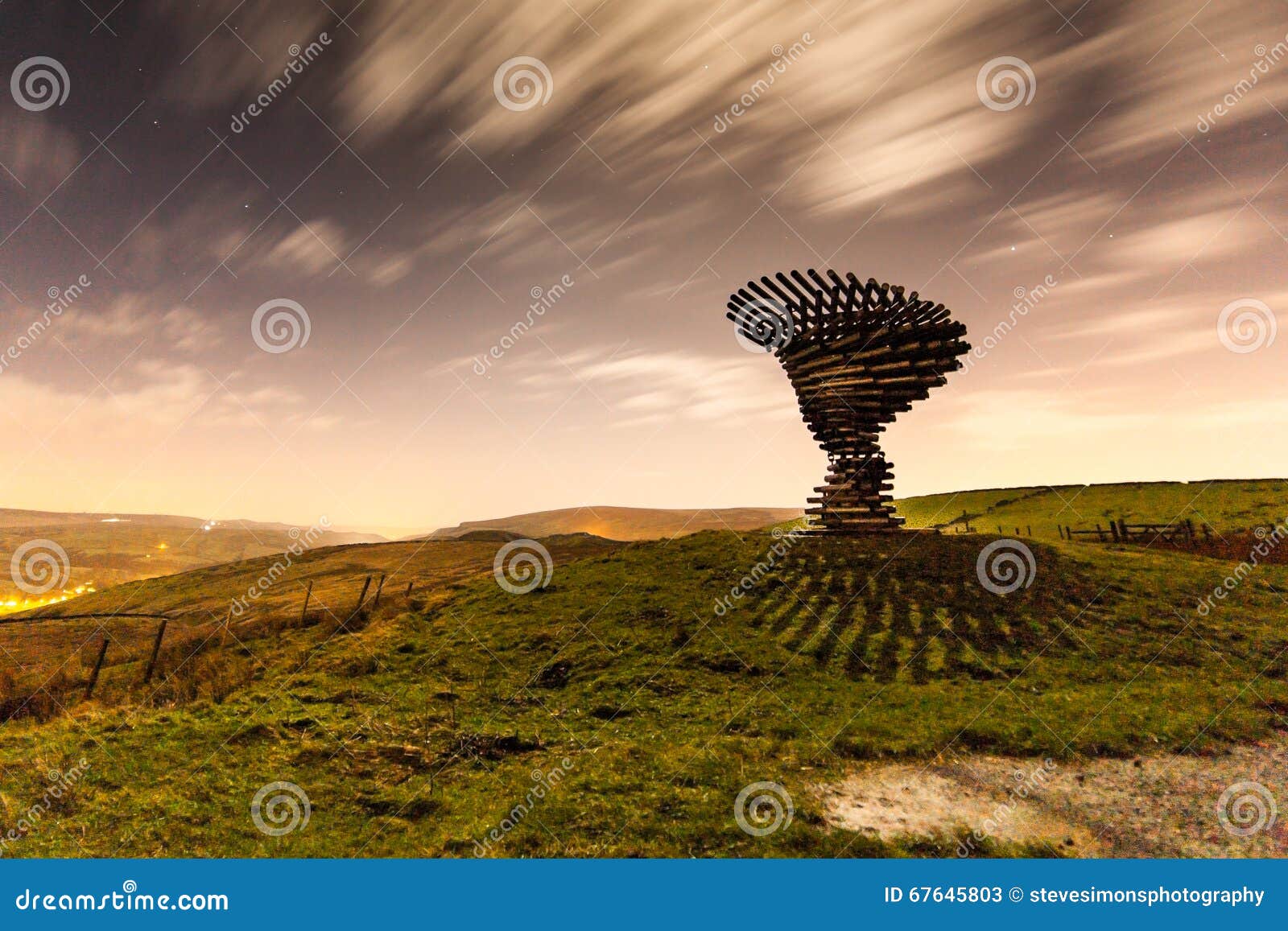 Moonlit Shadow at the Singing Ringing Tree Stock Image - Image of steel ...