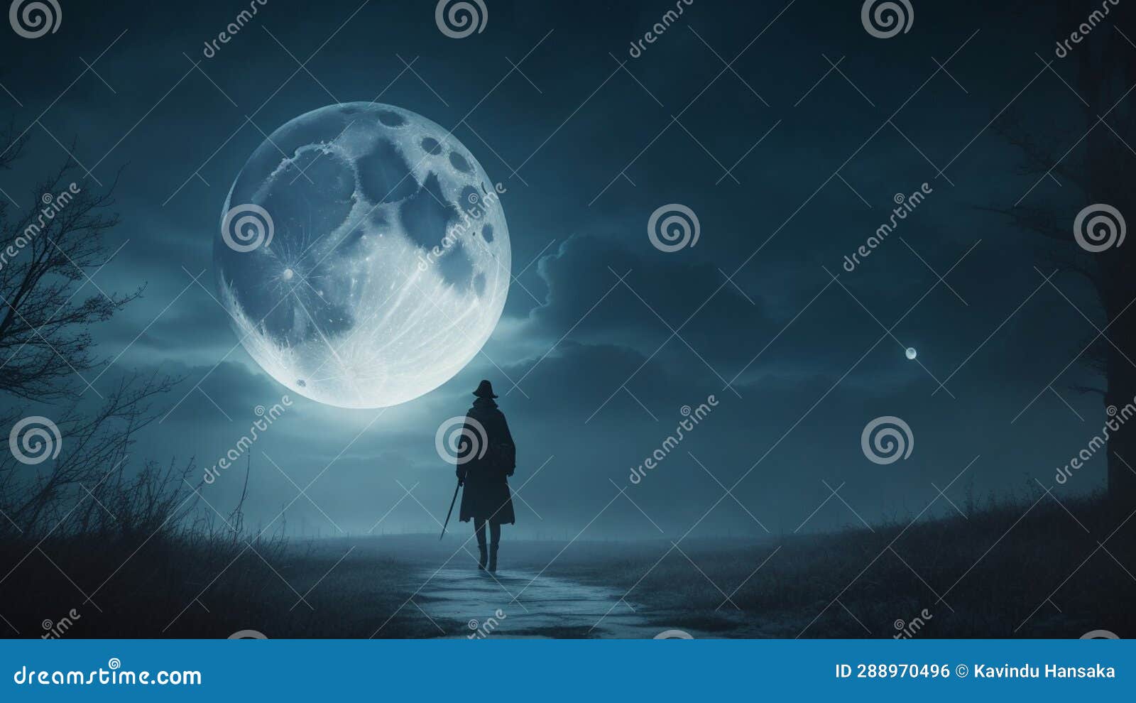 Moonlit Sky and Haunting Shadows Weave a Mysterious Tale Stock ...