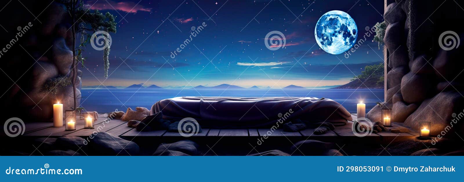 Moonlit Stone Massage Session Under the Moonlight, Creating a Dreamy ...