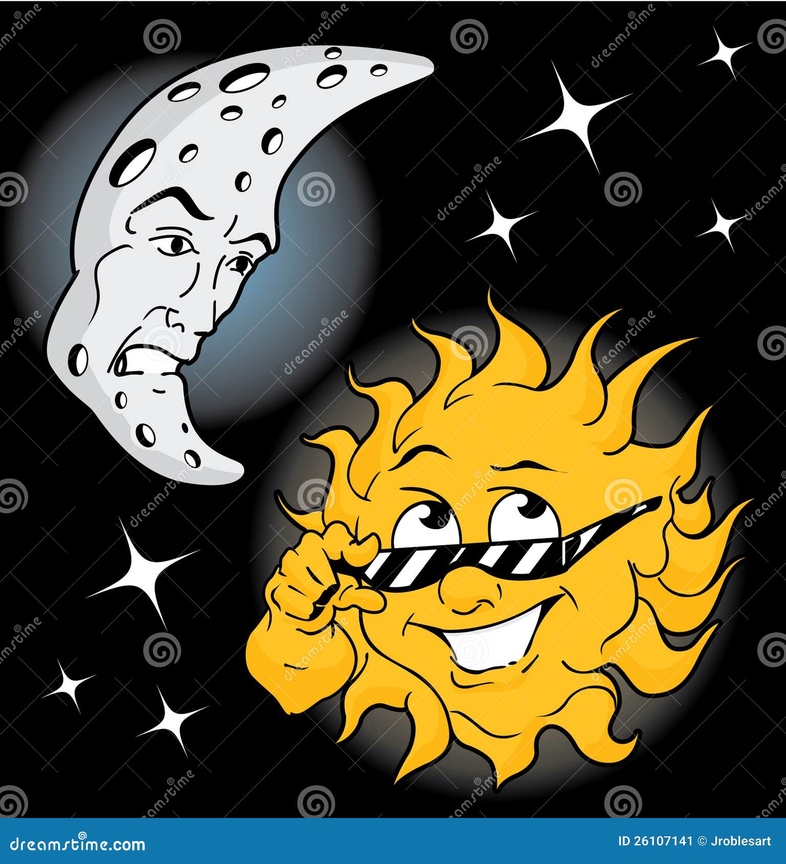 Moonman and Sundude stock vector. Illustration of summer - 26107141