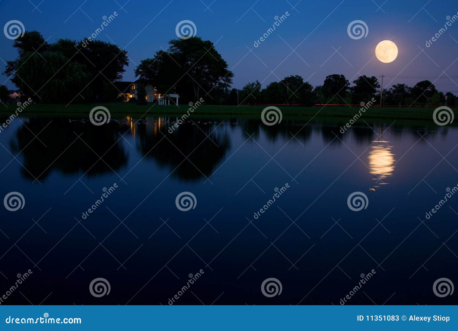 Moonrise stock image. Image of serene, bright, house - 11351083