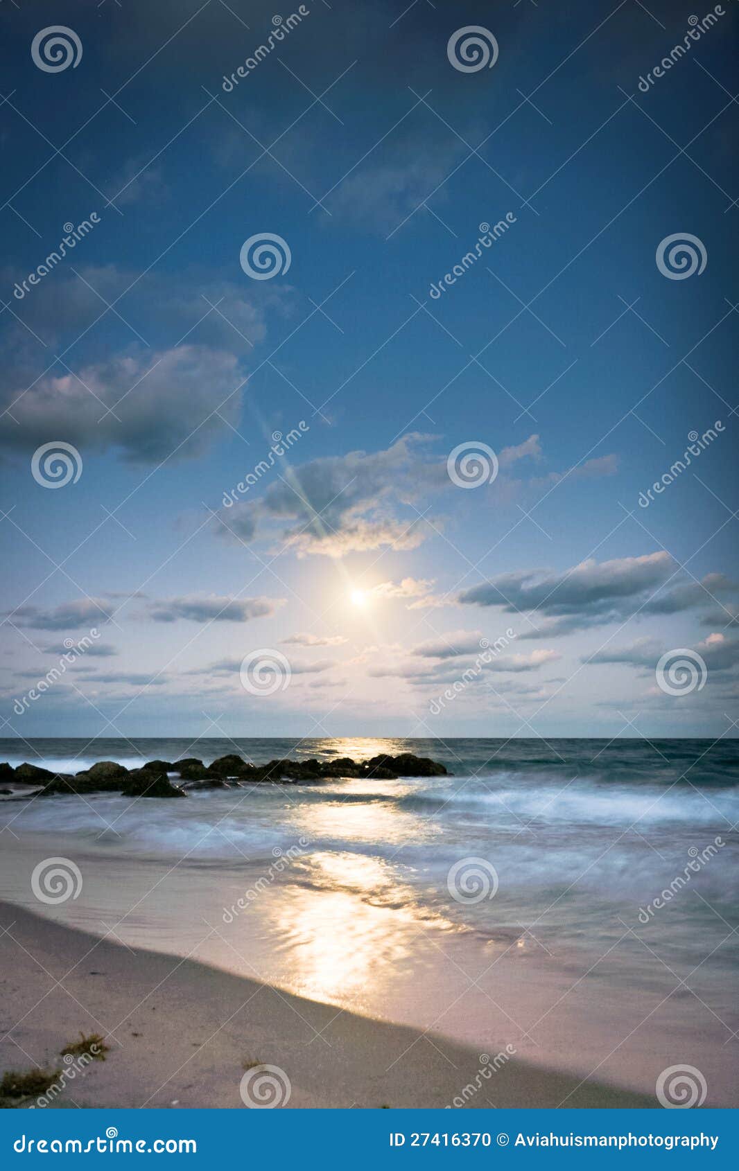 Moonrise at the Beach stock photo. Image of sand, scenery - 27416370