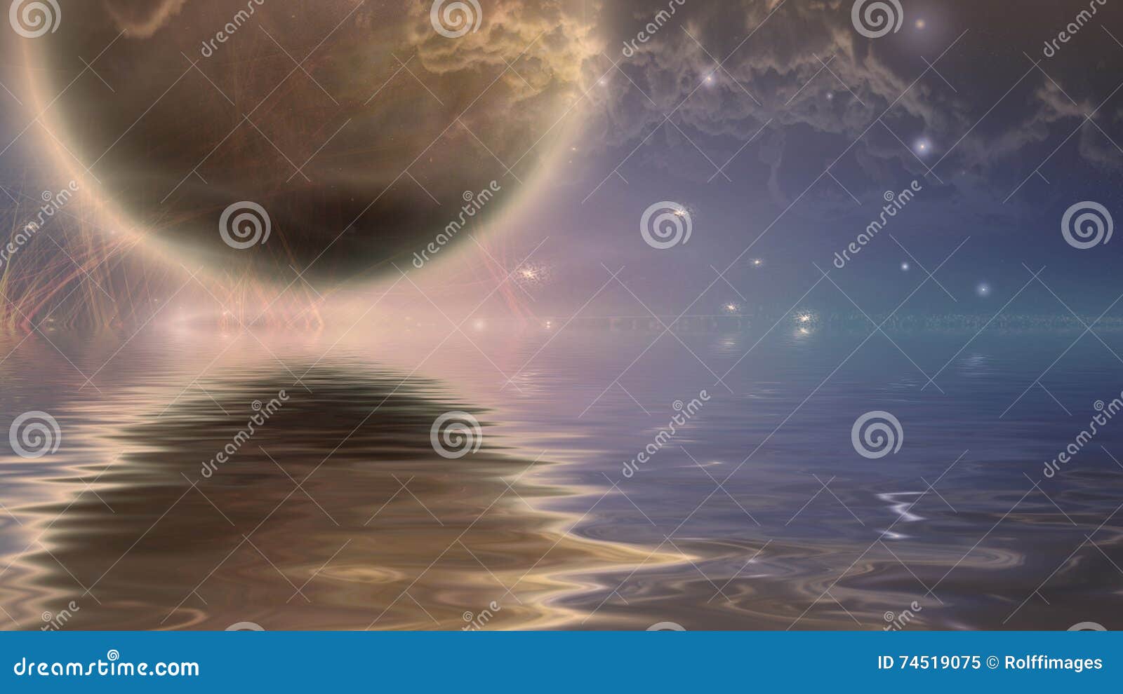 Moonrise stock illustration. Illustration of calm, beautiful - 74519075