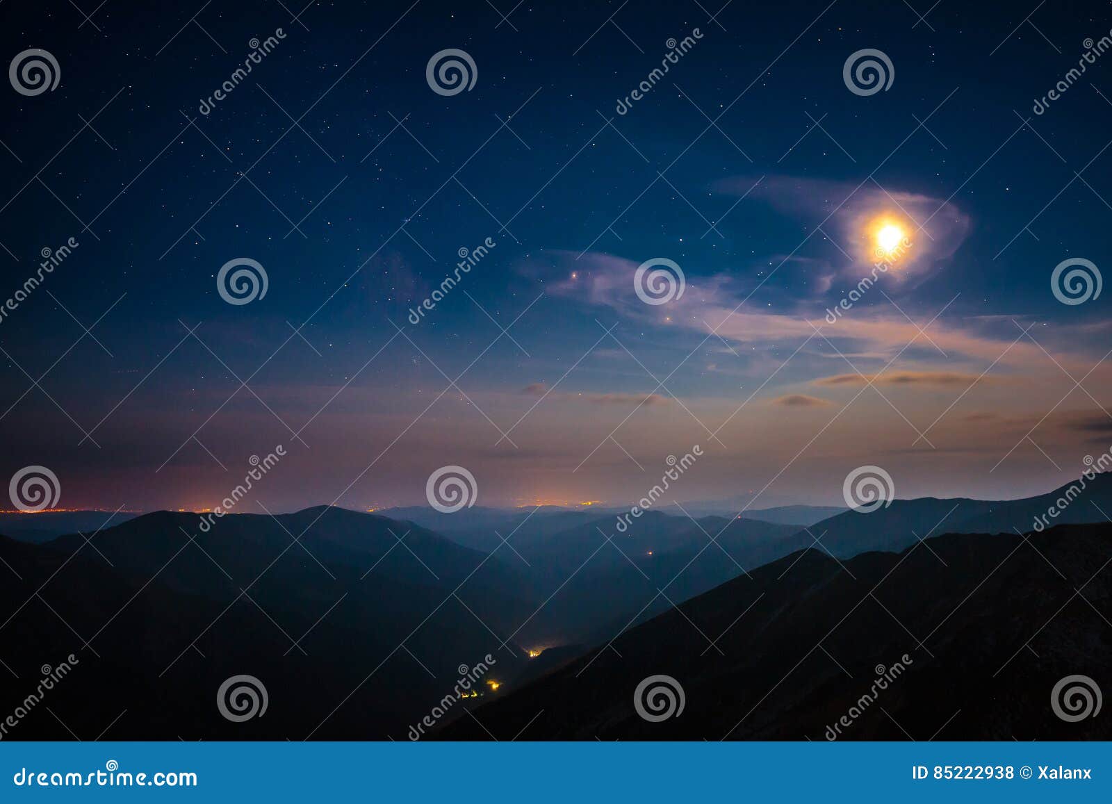 Moonrise in the mountains stock photo. Image of cosmic - 85222938