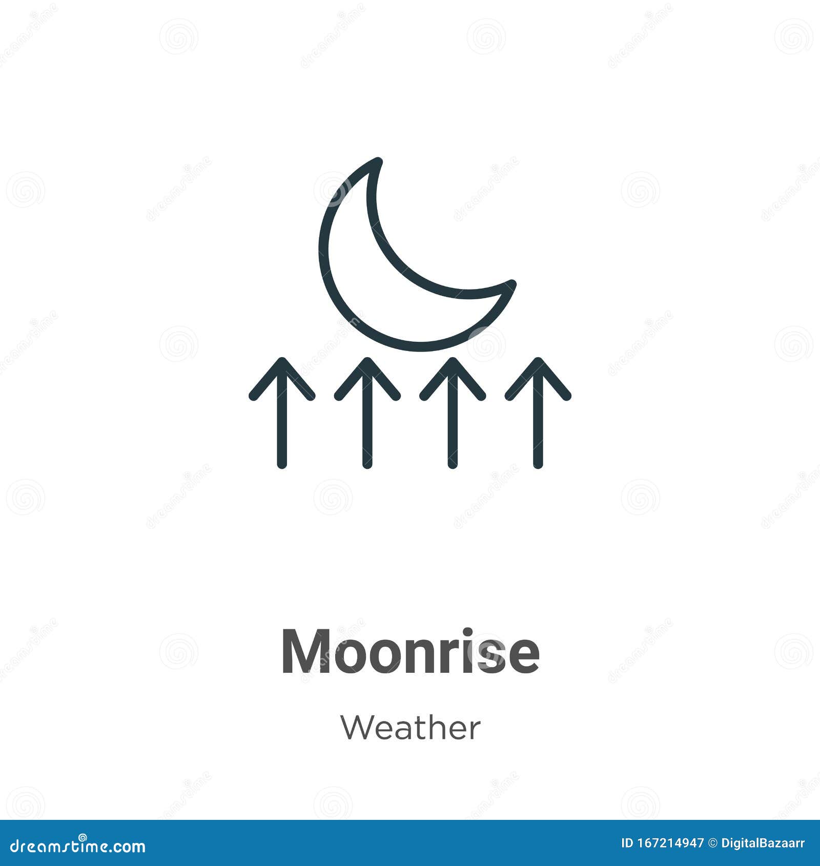 Moonrise Outline Vector Icon. Thin Line Black Moonrise Icon, Flat ...