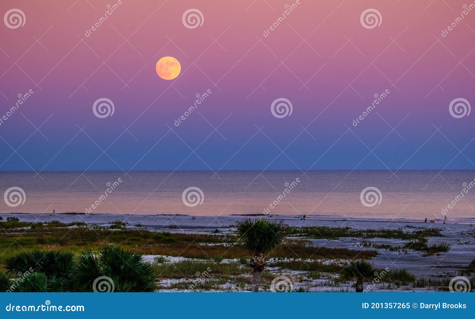 Moonrise Over Beach stock image. Image of moonrise, coast - 201357265