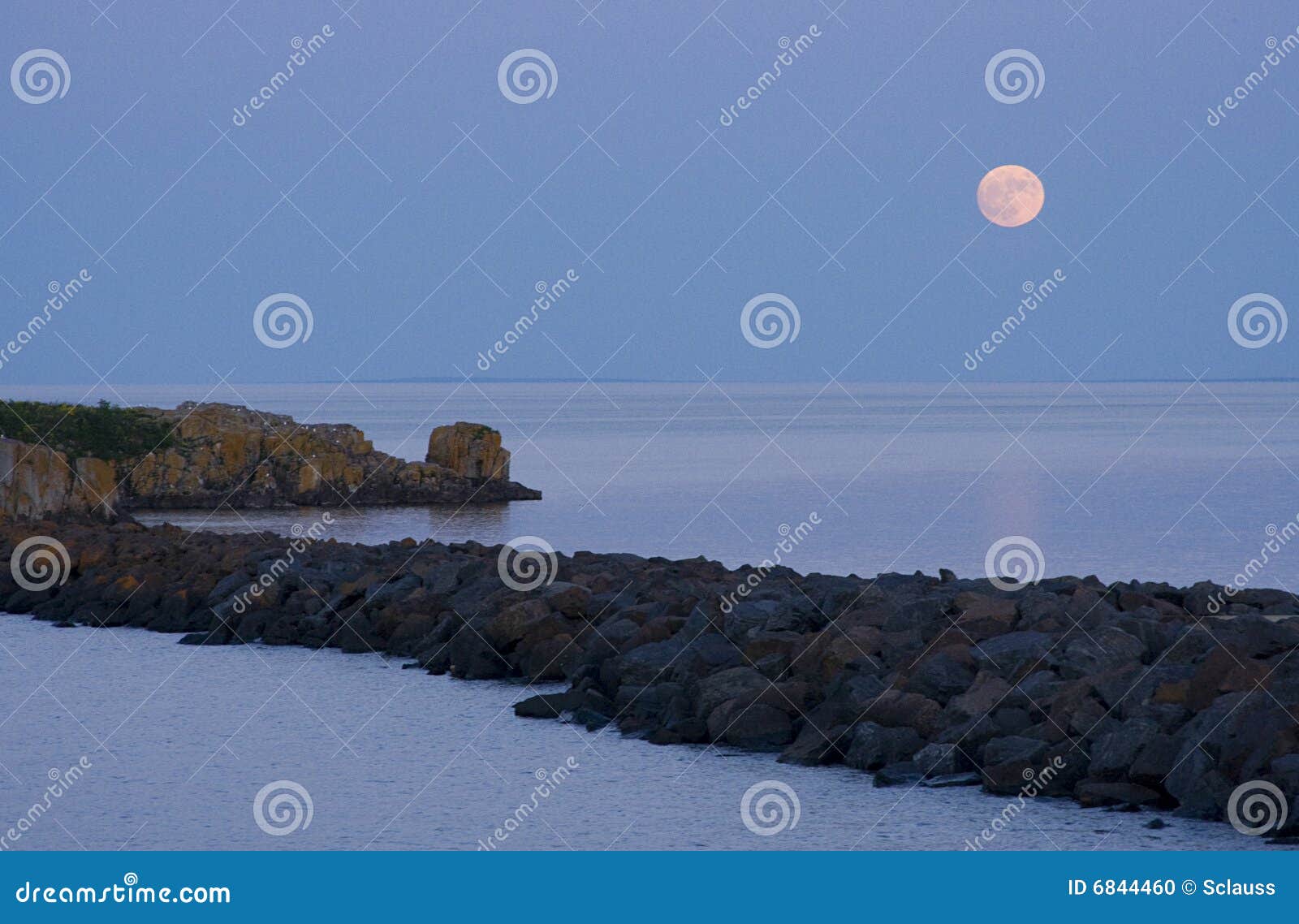 Moonrise Over Lake Superior II Stock Photo - Image of rocky, shoreline ...