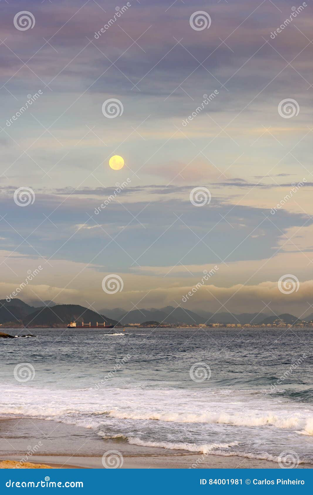 The Moonrise Over the Rio De Janeiro Stock Image - Image of beauty ...