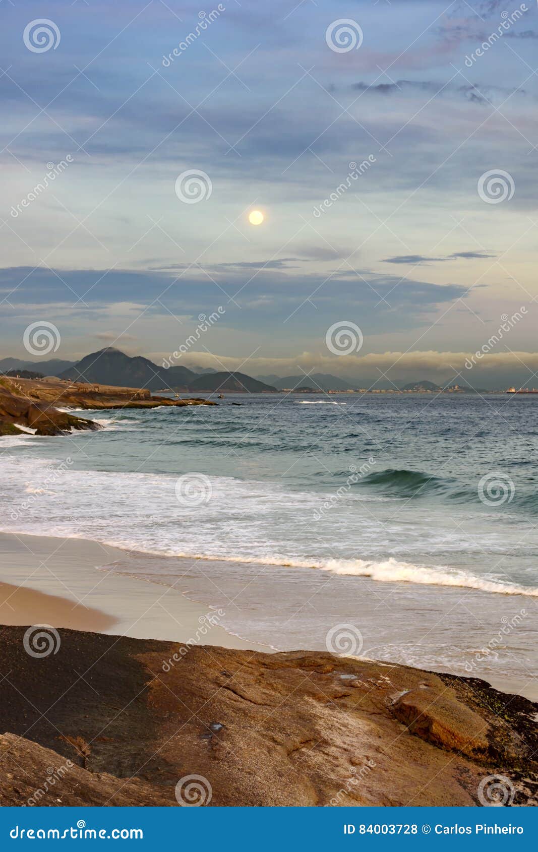 The Moonrise Over the Rio De Janeiro Stock Photo - Image of moon ...