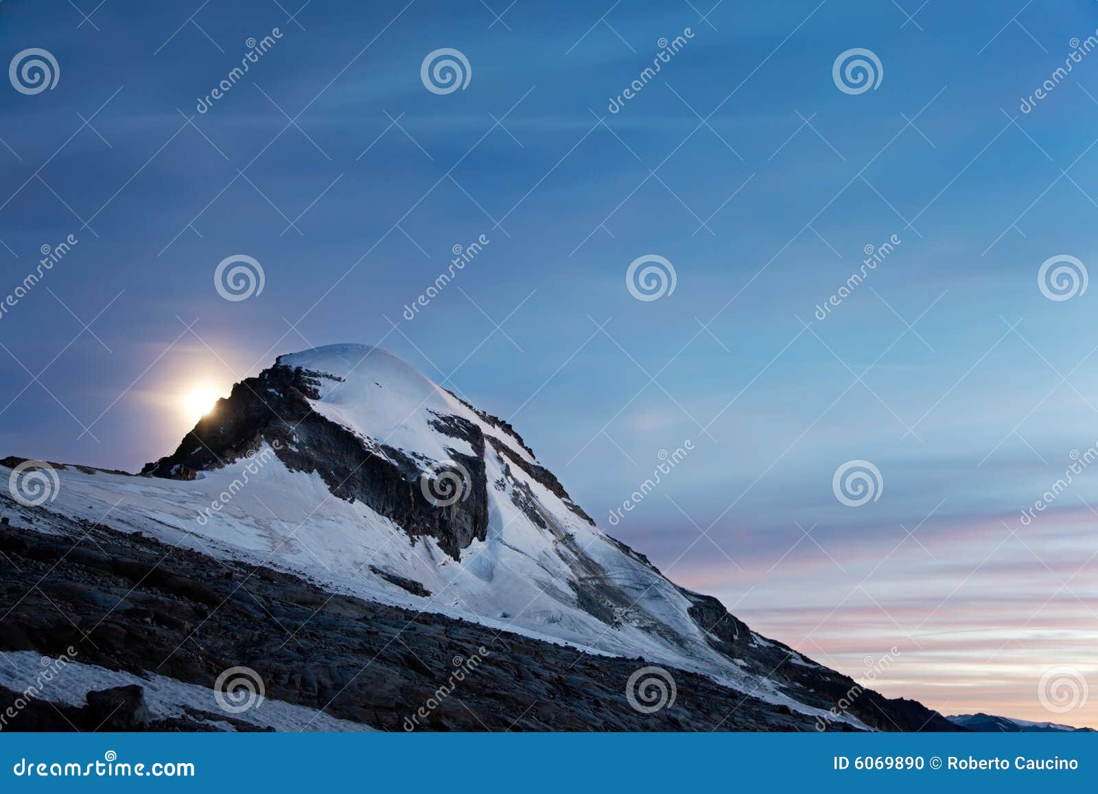 Moonrise Over Snowed Mountain Stock Photo - Image of nature, night: 6069890