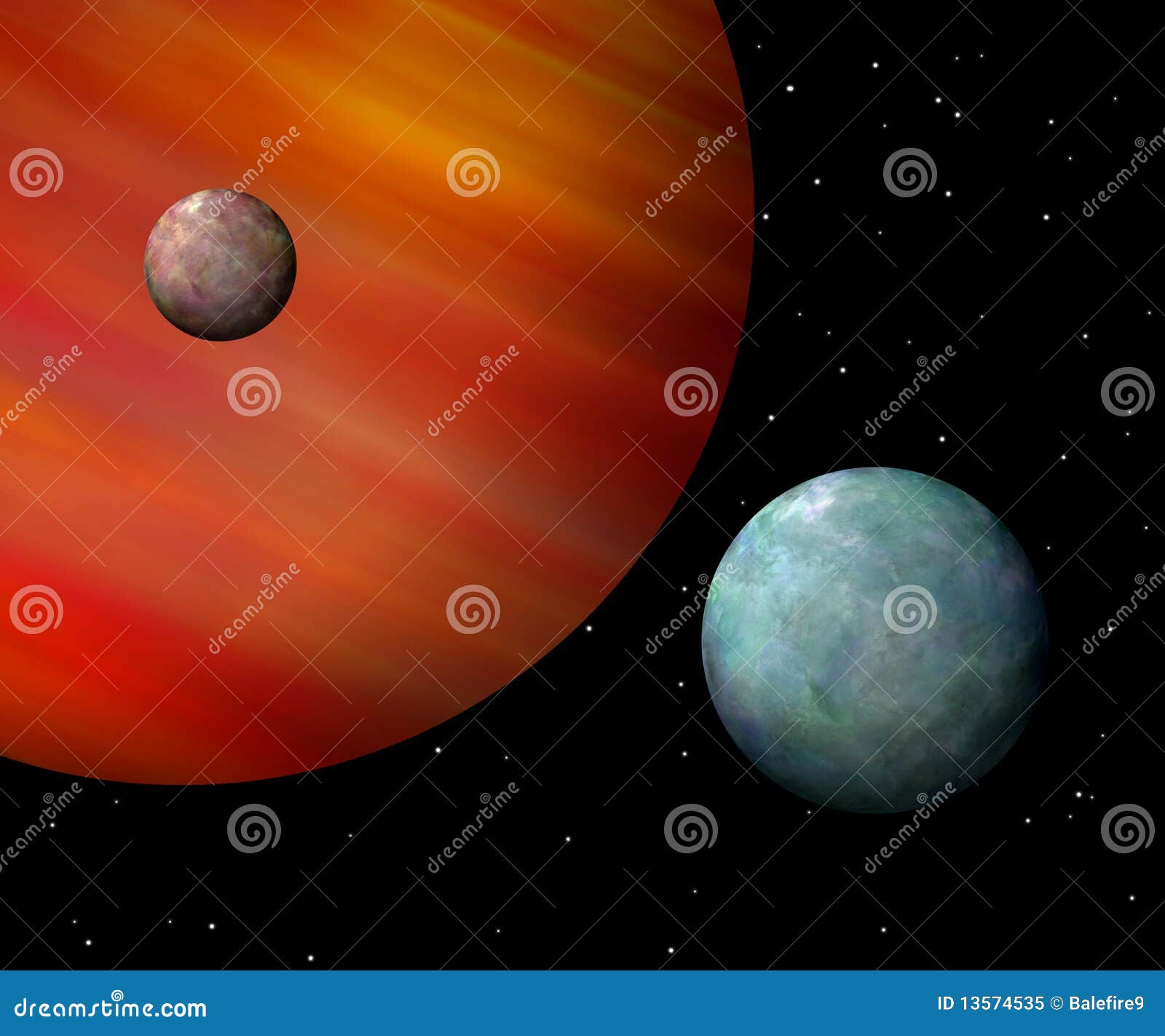 Two Moons Orbiting An Earth-like Planet Stock Illustration ...