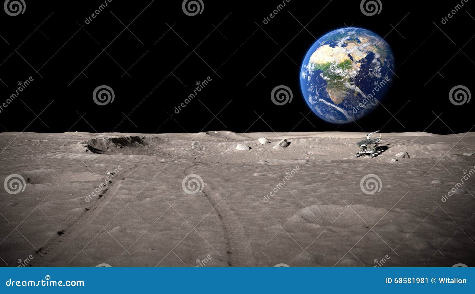 Moonscape stock illustration. Illustration of render - 68581981