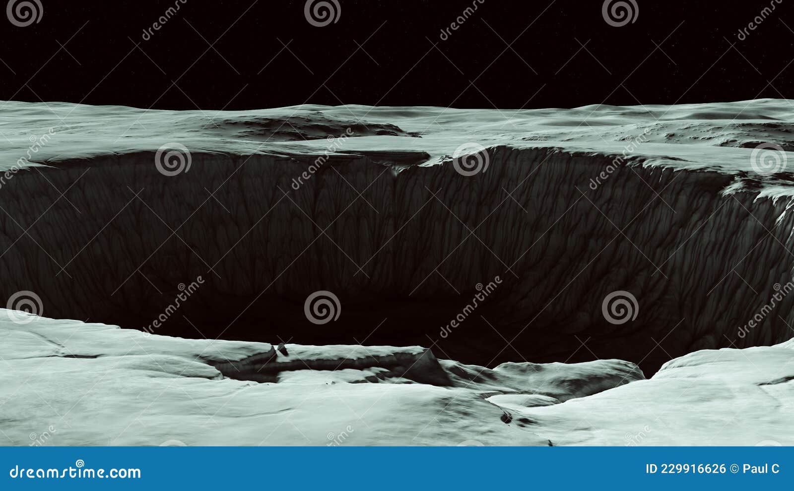 Moonscape Large Deep Crater Lifeless Barren Moon Surface Sci Fi Stock ...
