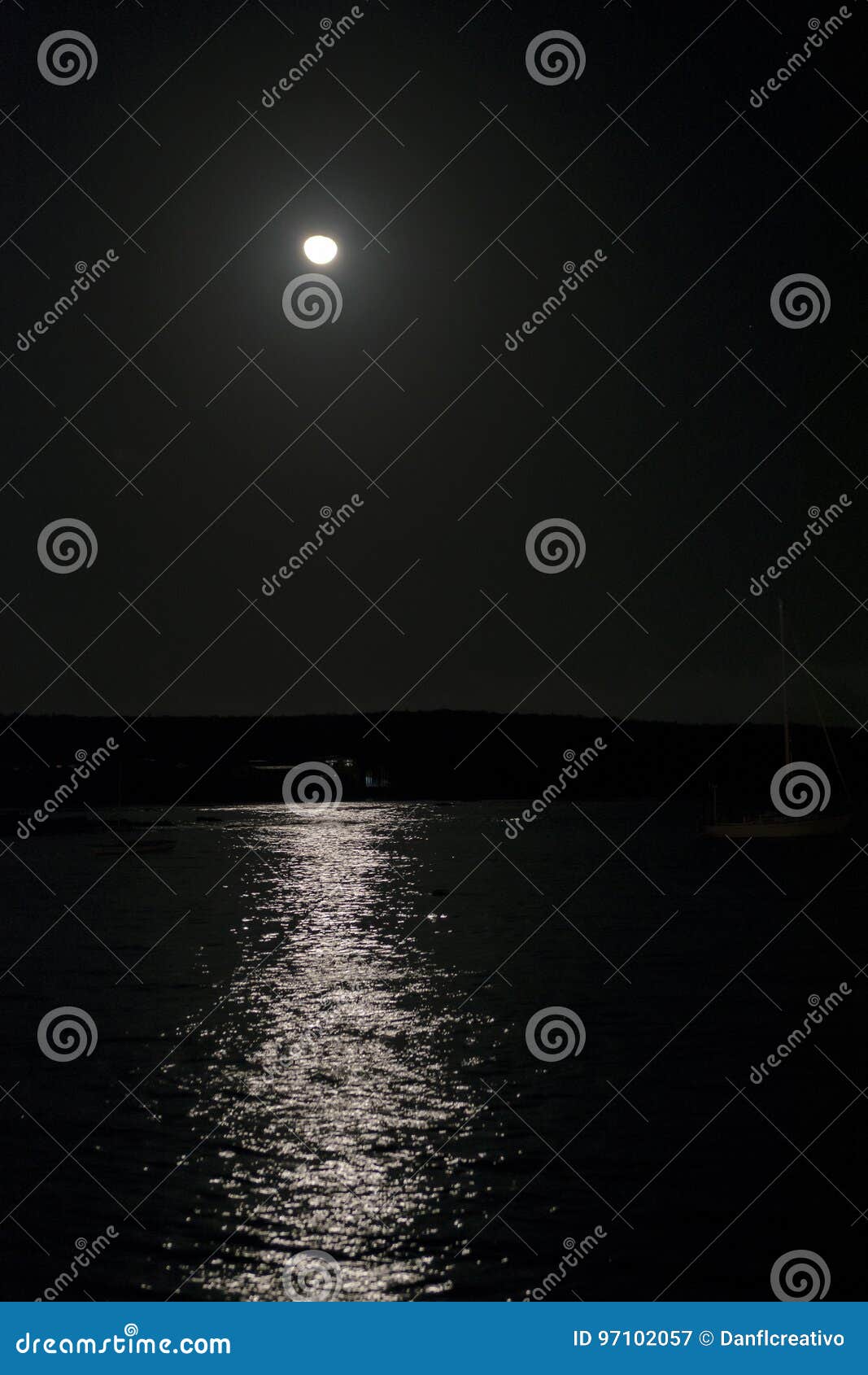 Moonscape at Ocean stock image. Image of moonlit, romantic - 97102057