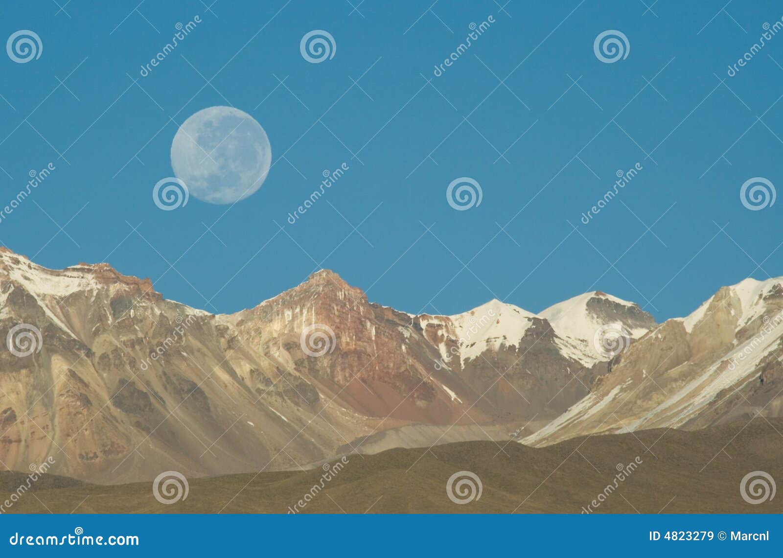 Moonset over mountains stock image. Image of scenery, full - 4823279