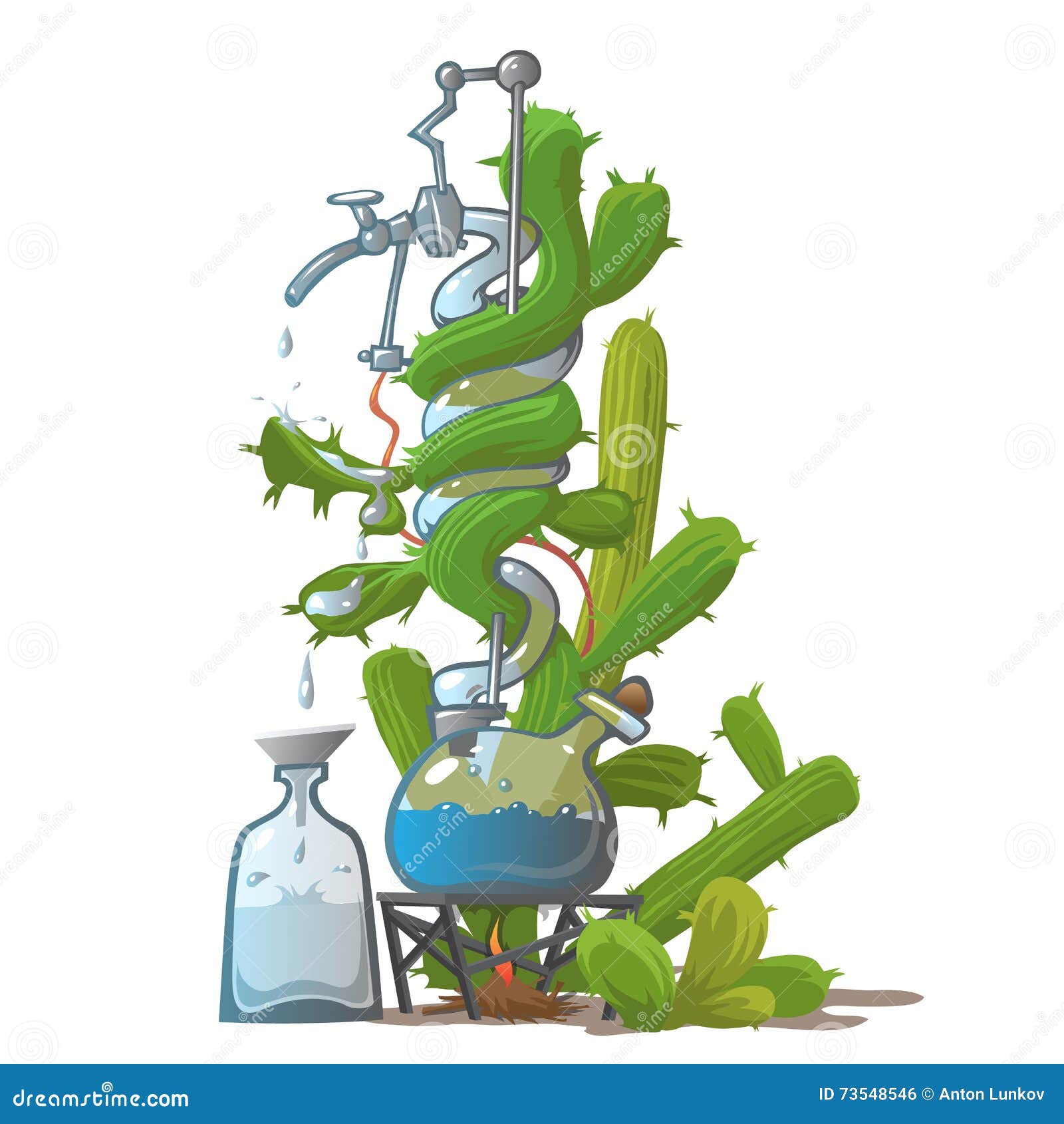 Moonshine from Cactus, Image in Cartoon Style Stock Vector ...