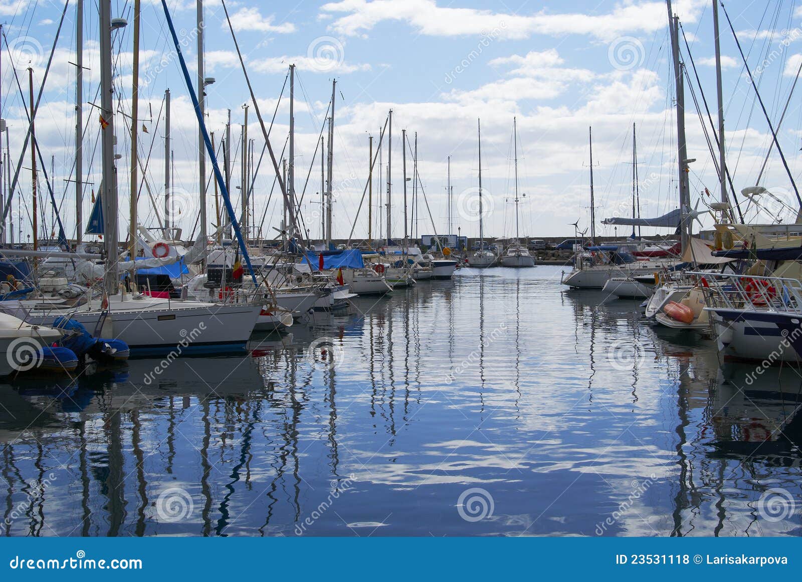 Moorage of Boats and Yachts at Sea Stock Photo - Image of boat, clouds ...