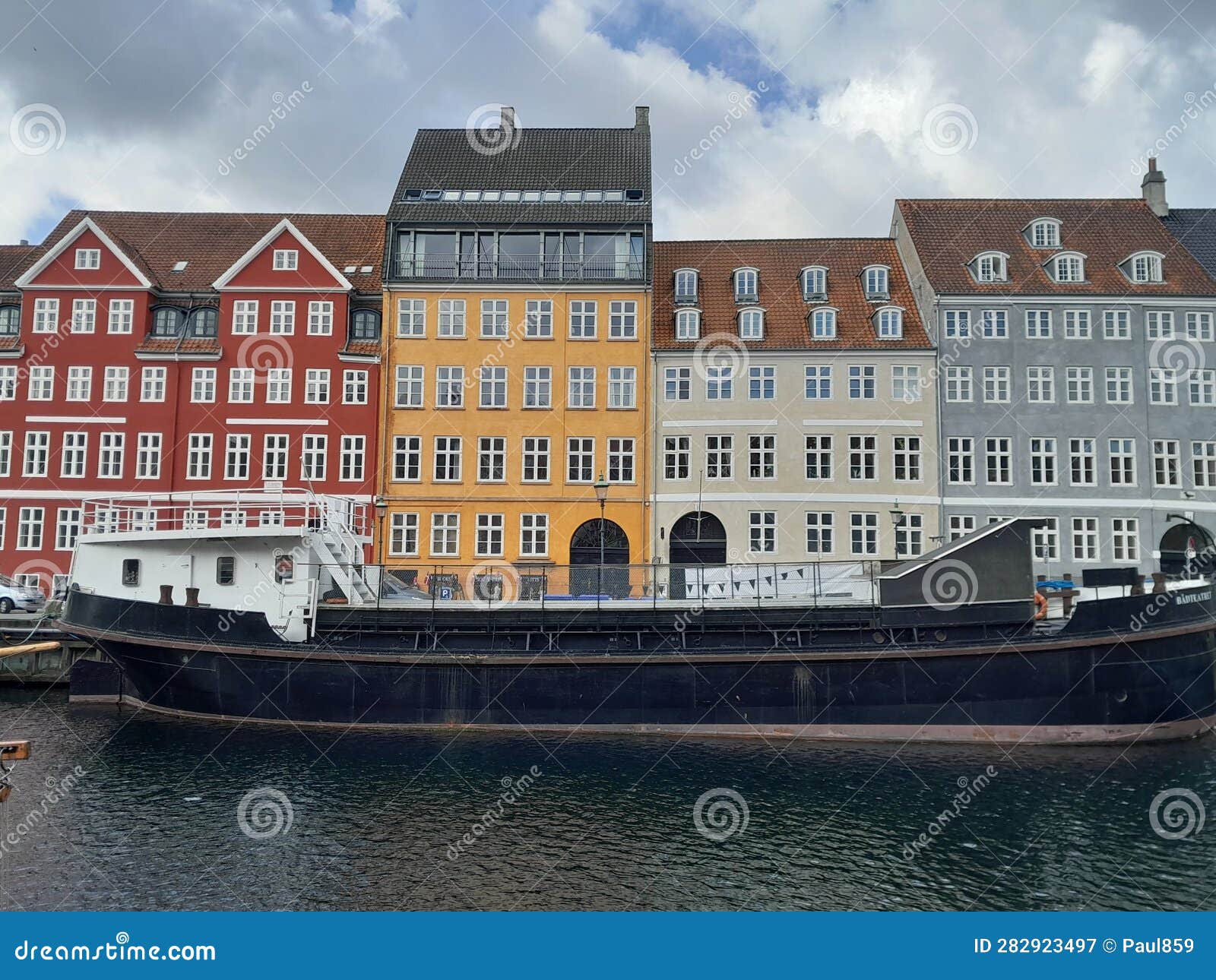 Moored Barge in Nyhavn, Copenhagen, Denmark Stock Image - Image of ...