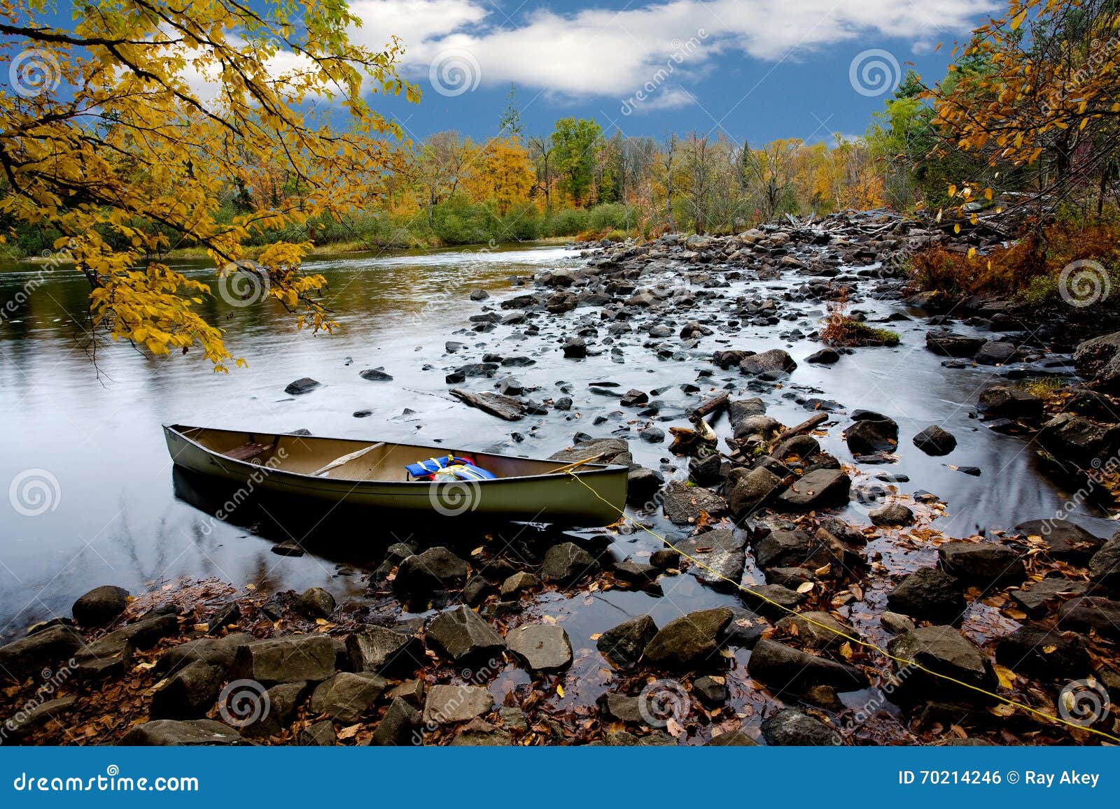 Moored Canoe in a Northern Stream Stock Photo - Image of tranquility ...