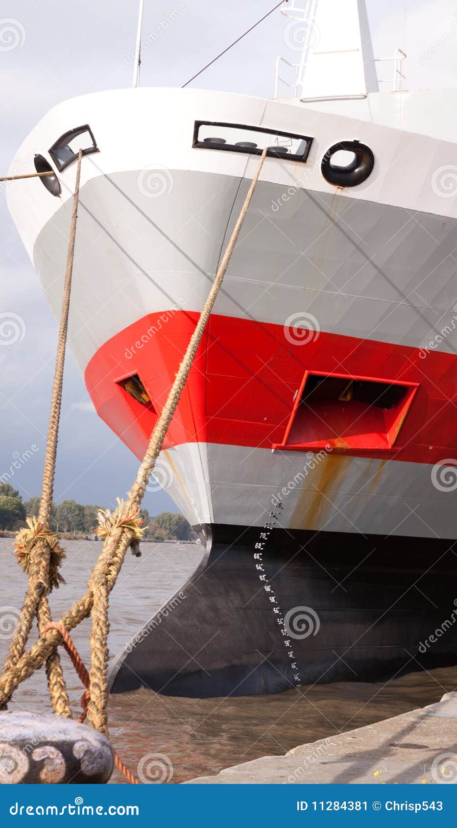 Moored Ship Bow Showing Loading Guage and Anchor Stock Image - Image of ...