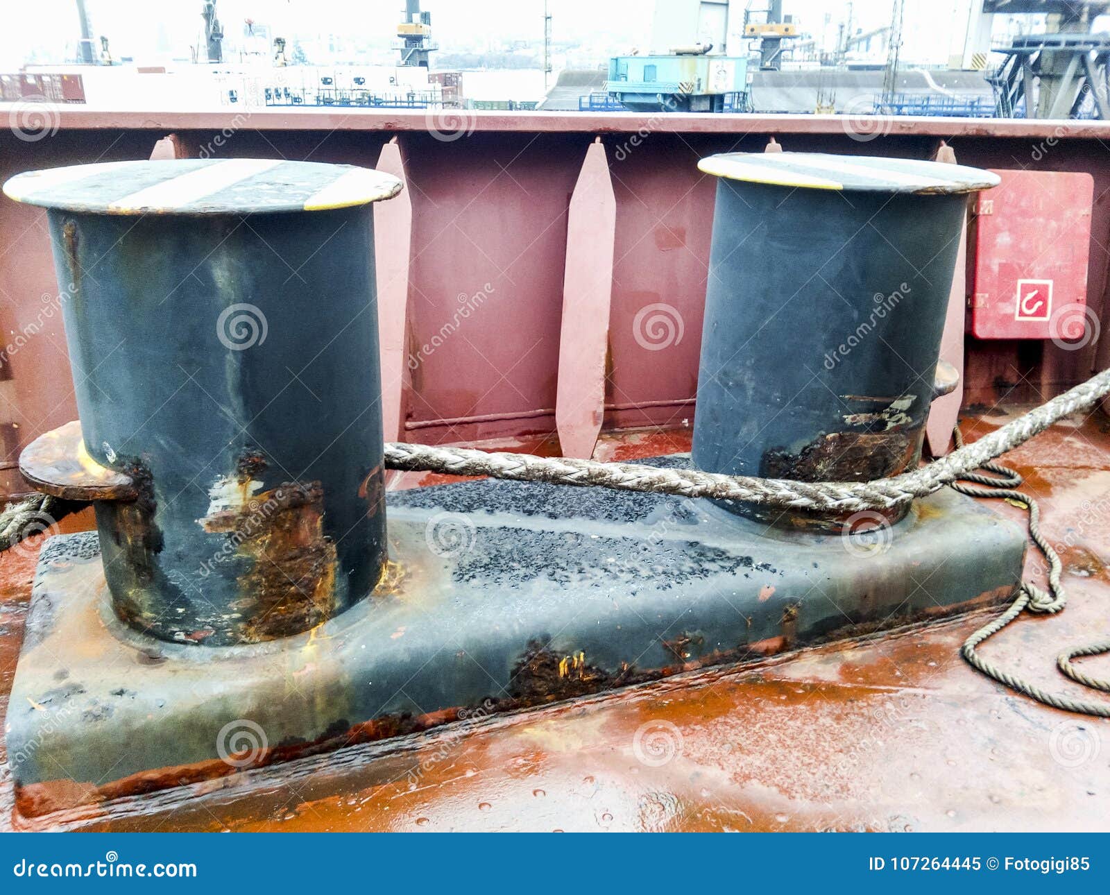 Mooring Bollard on the Decks of an Industrial Seaport. Stock Image ...