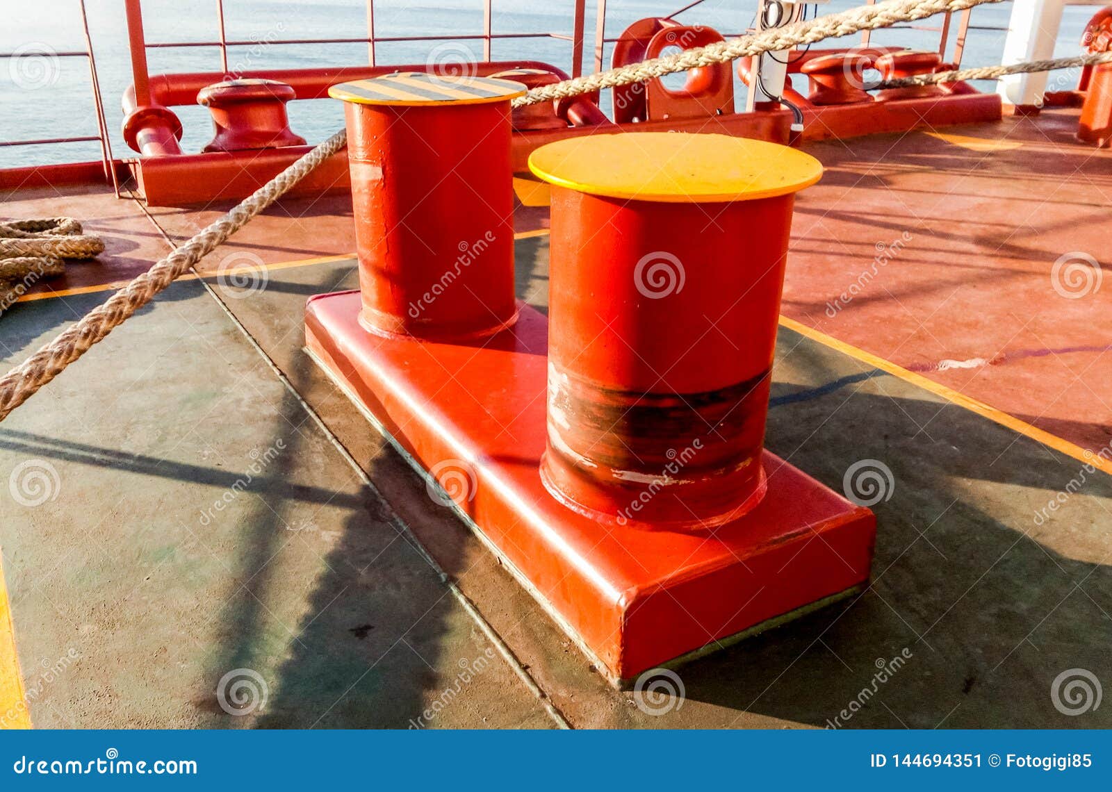 Mooring on the Decks of an Industrial Seaport Stock Image - Image of ...