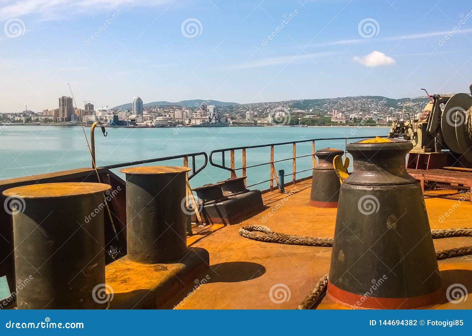Mooring on the Decks of an Industrial Seaport Stock Photo - Image of ...