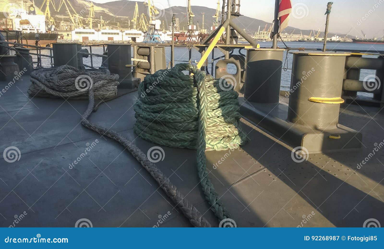 Mooring Bollard on the Decks of an Industrial Seaport. Editorial ...