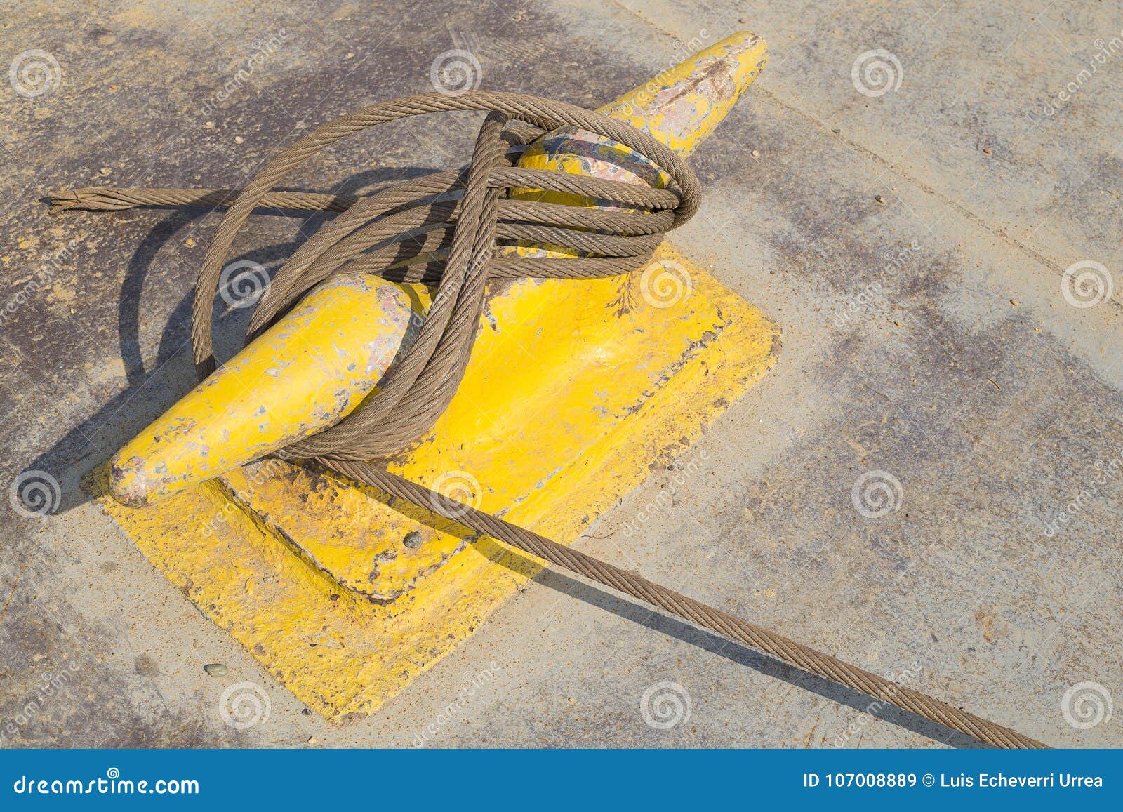 Mooring Bollard with Rope on Pier by the Sea Stock Image - Image of ...