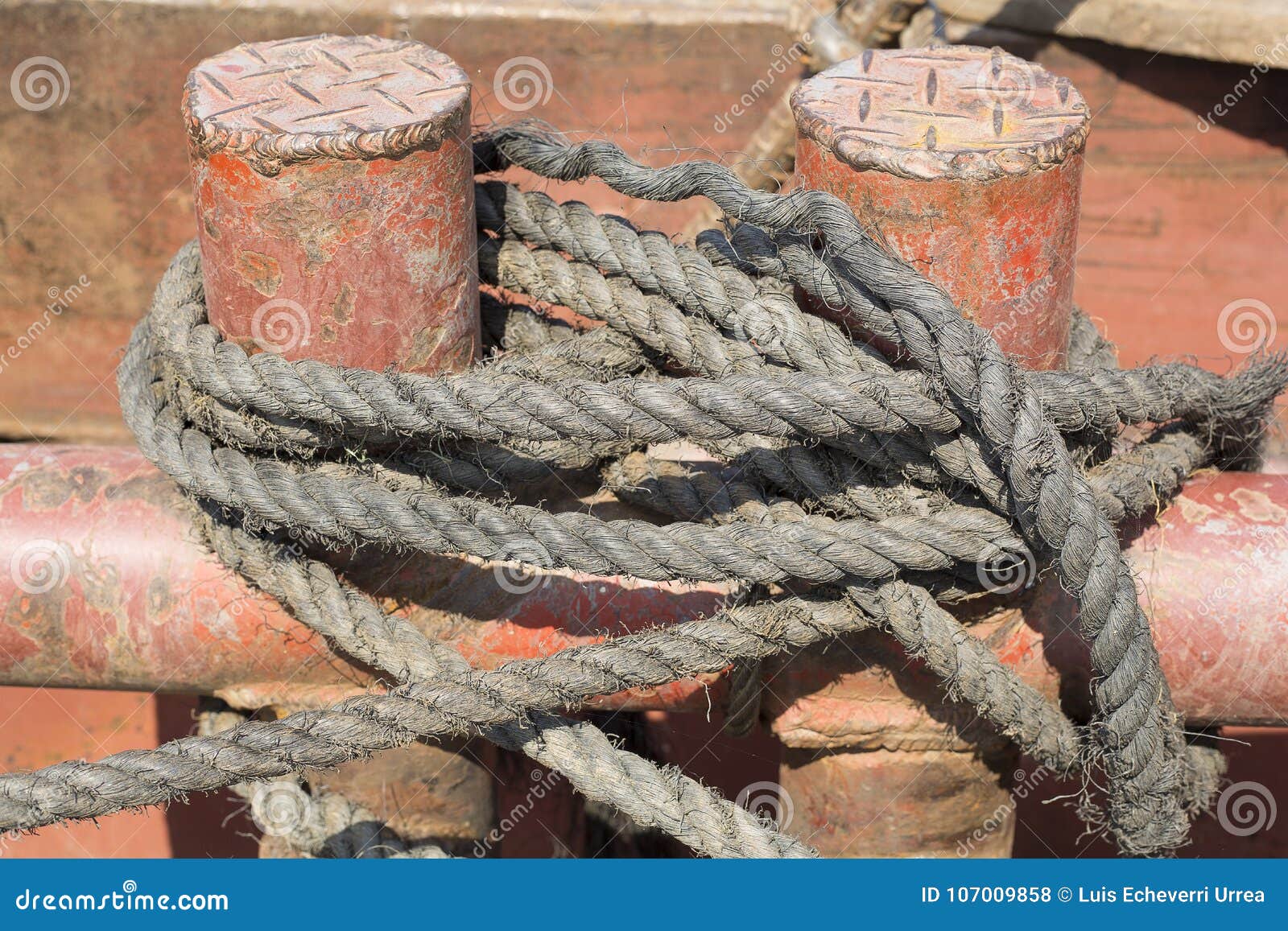 Mooring Bollard with Rope on Pier by the Sea Stock Photo - Image of ...