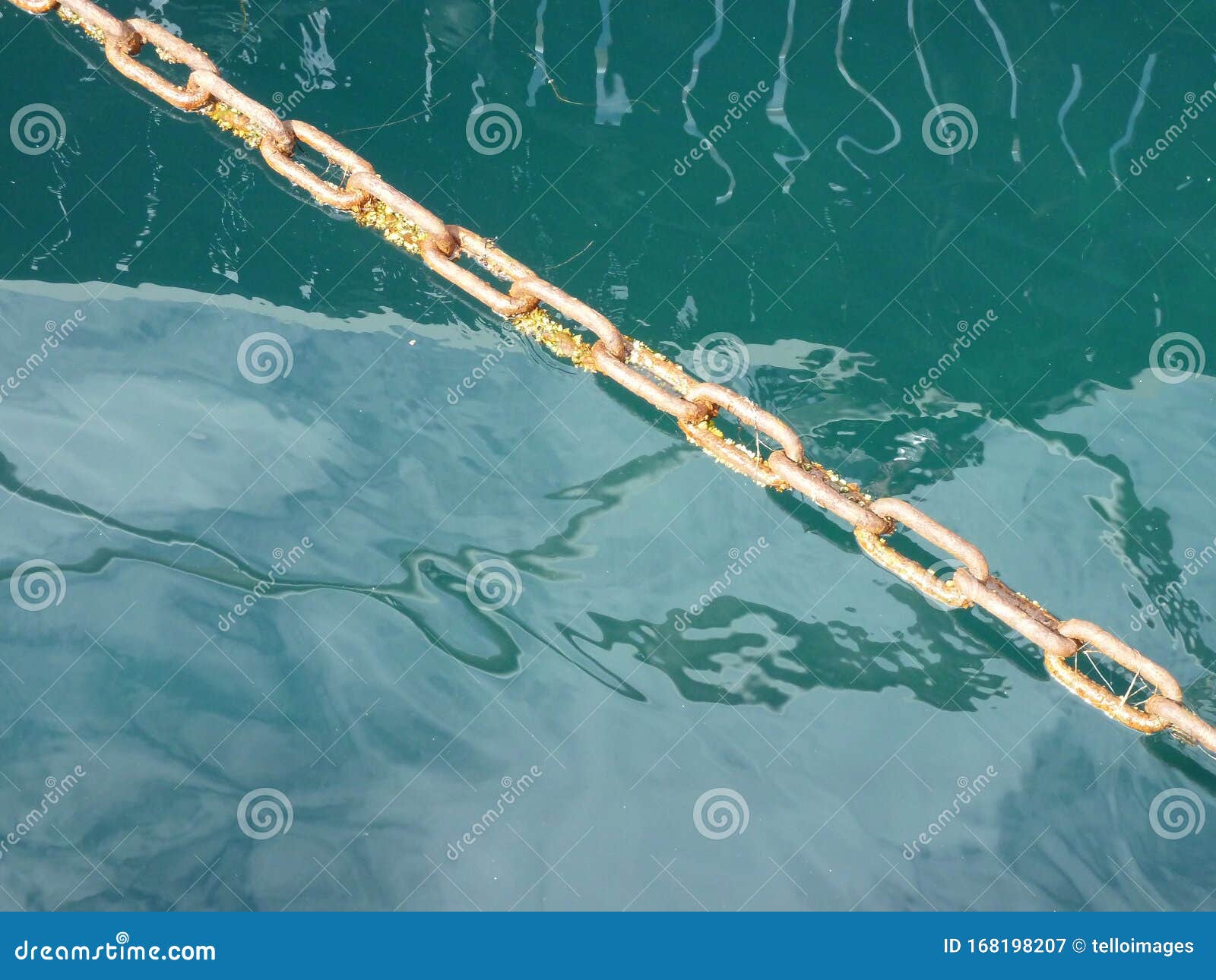 Mooring Chain Floating on the Surface of the Water Stock Image - Image ...