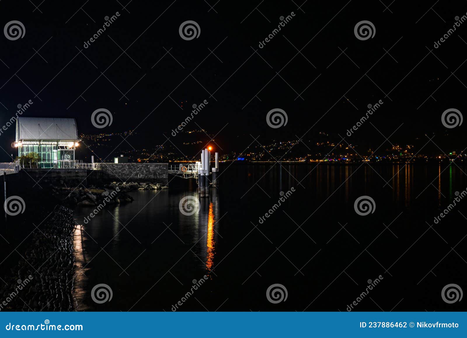 Mooring on Lake Como at Night Stock Photo - Image of winter, lecco ...