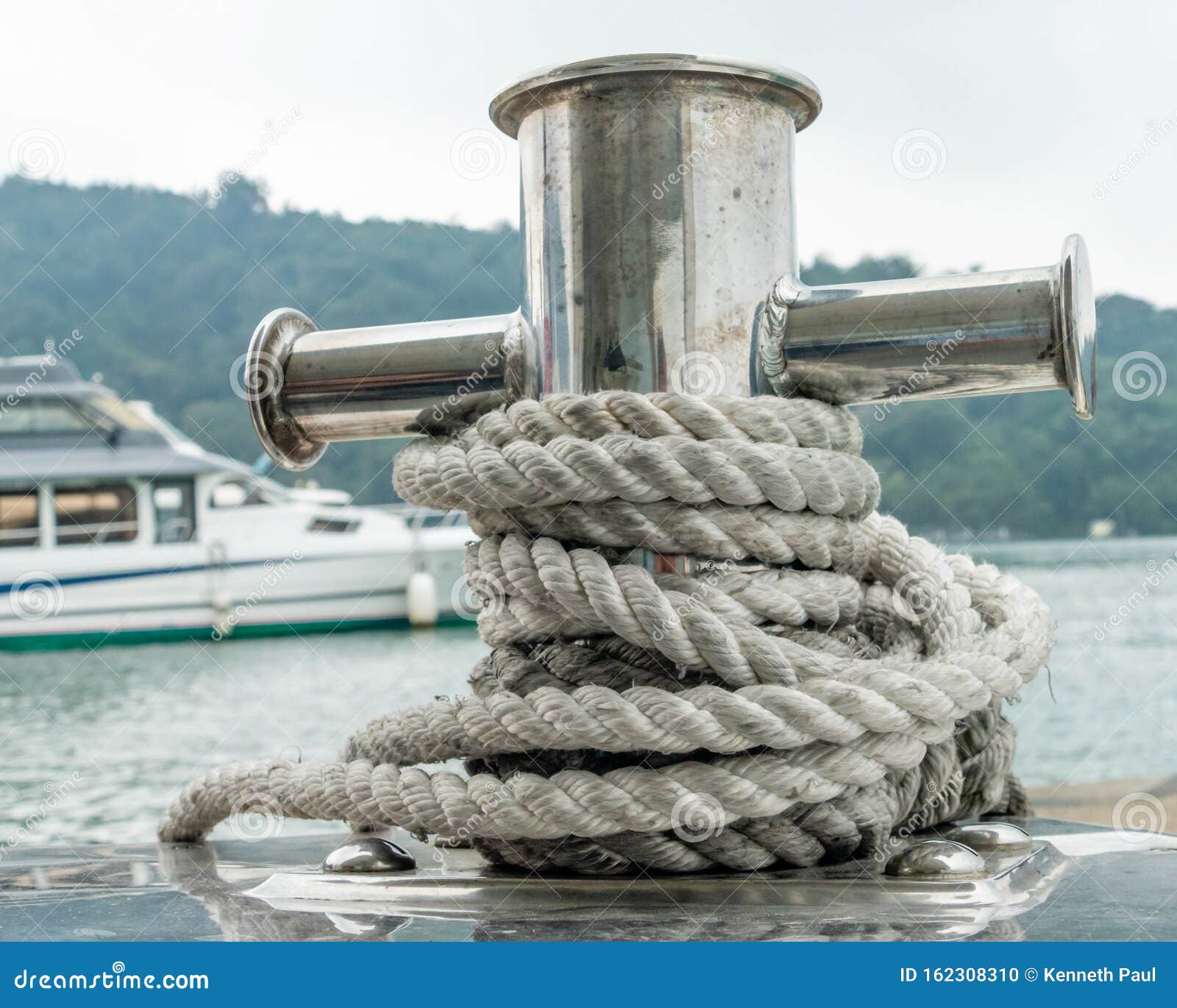 Mooring post on small boat stock photo. Image of nautical - 162308310