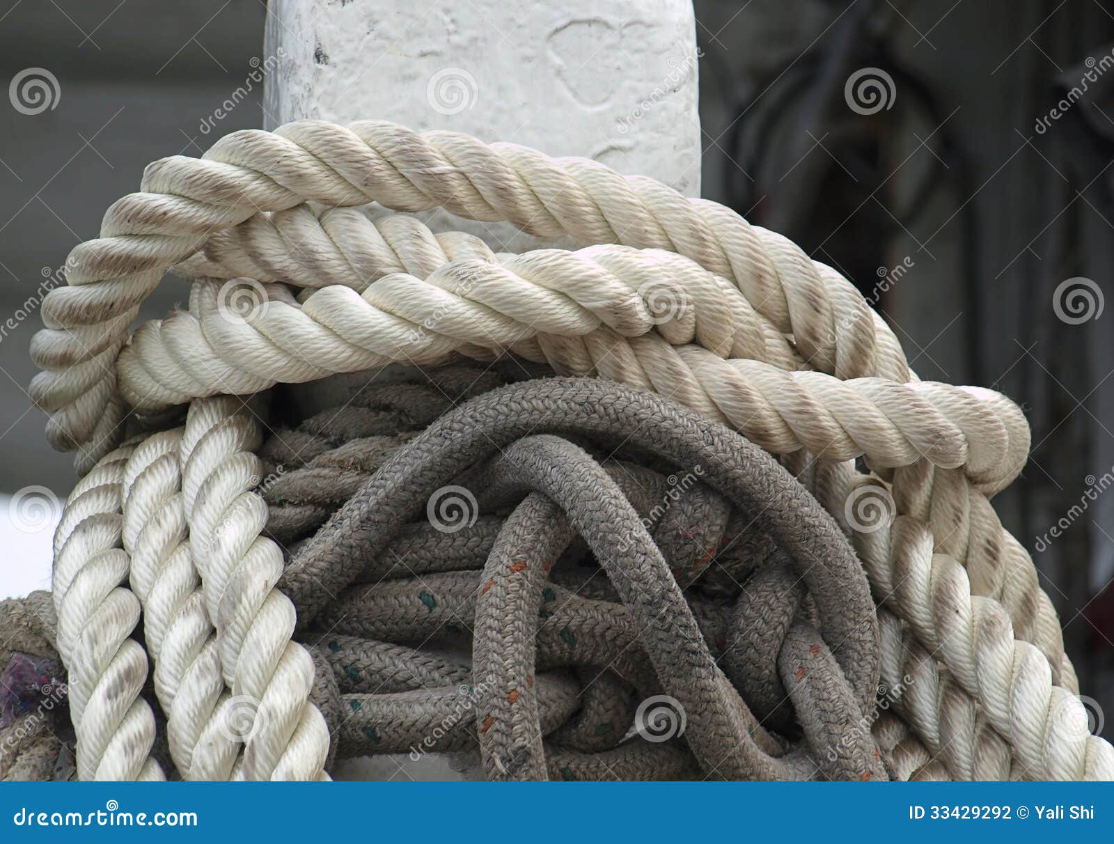 Mooring Post with Thick Ropes Stock Photo - Image of thread, rope: 33429292