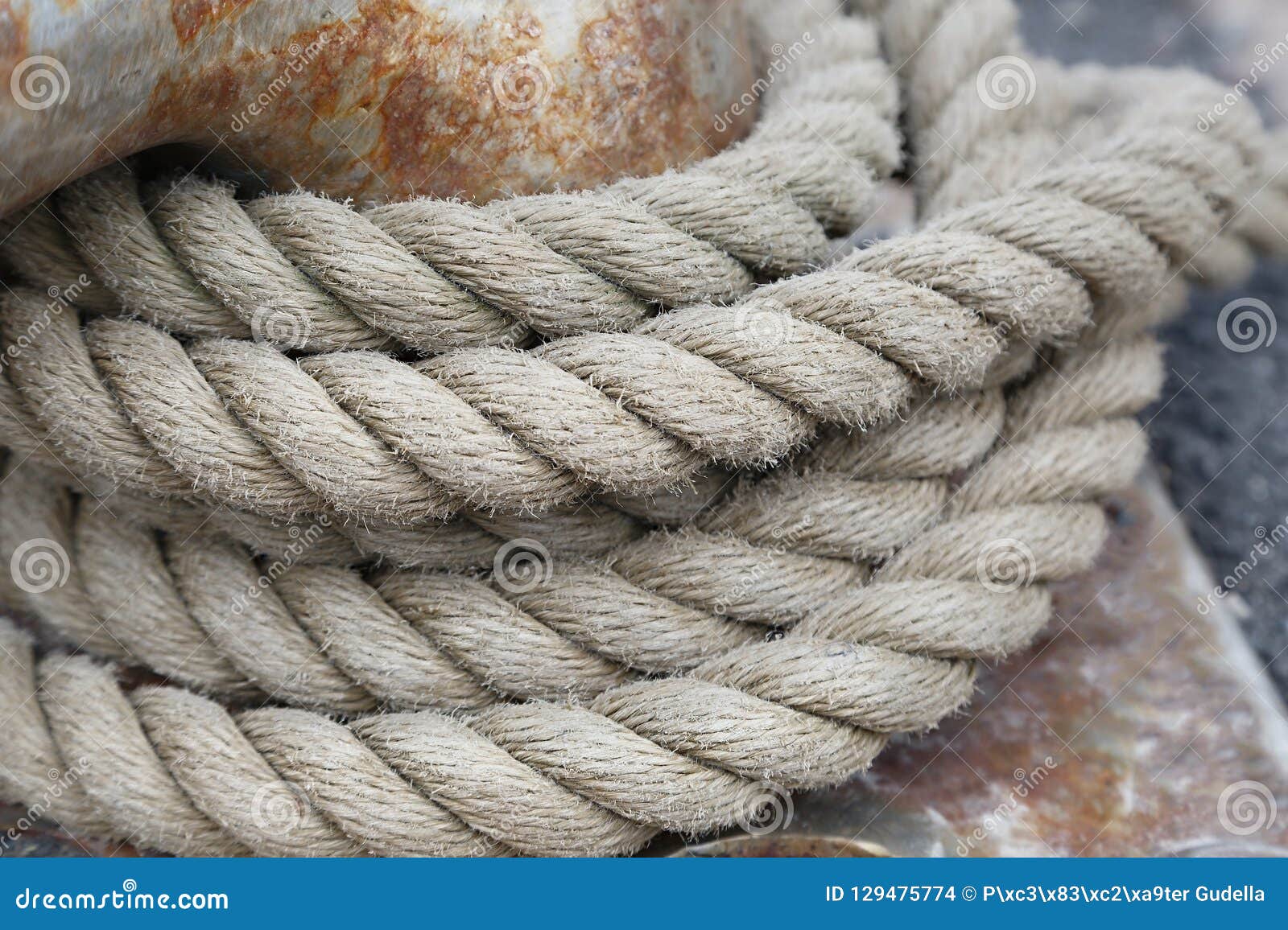 Mooring Rope Tied on a Bitts Stock Photo - Image of boat, secure: 129475774