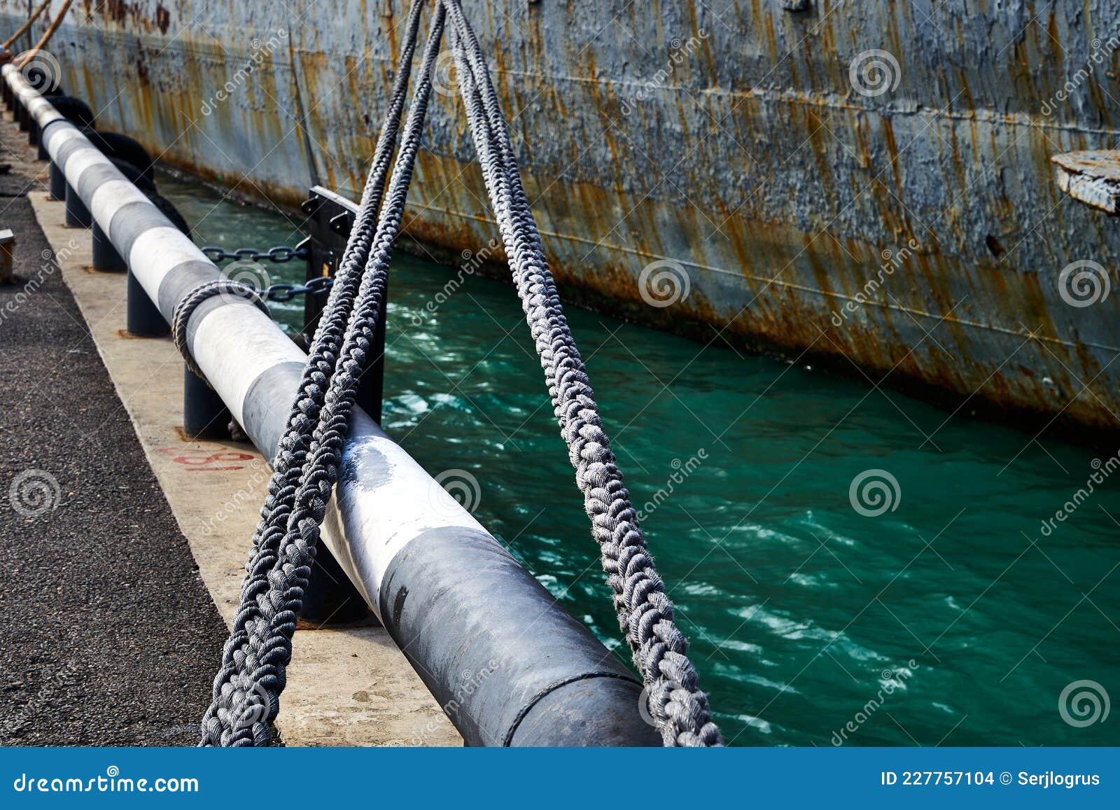 Mooring Ropes on the Background of the Side Stock Photo - Image of ...