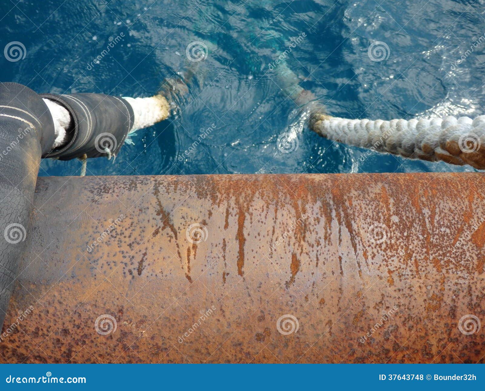 Mooring Ropes for a Tug-boat. Stock Photo - Image of tugboat, calm ...