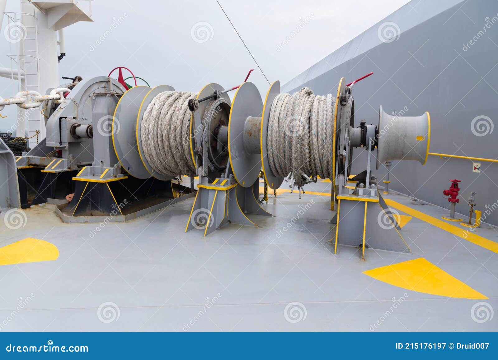 Mooring Winch On In The Stern Of The Vessel. Winch On A Deck Of Ship In ...