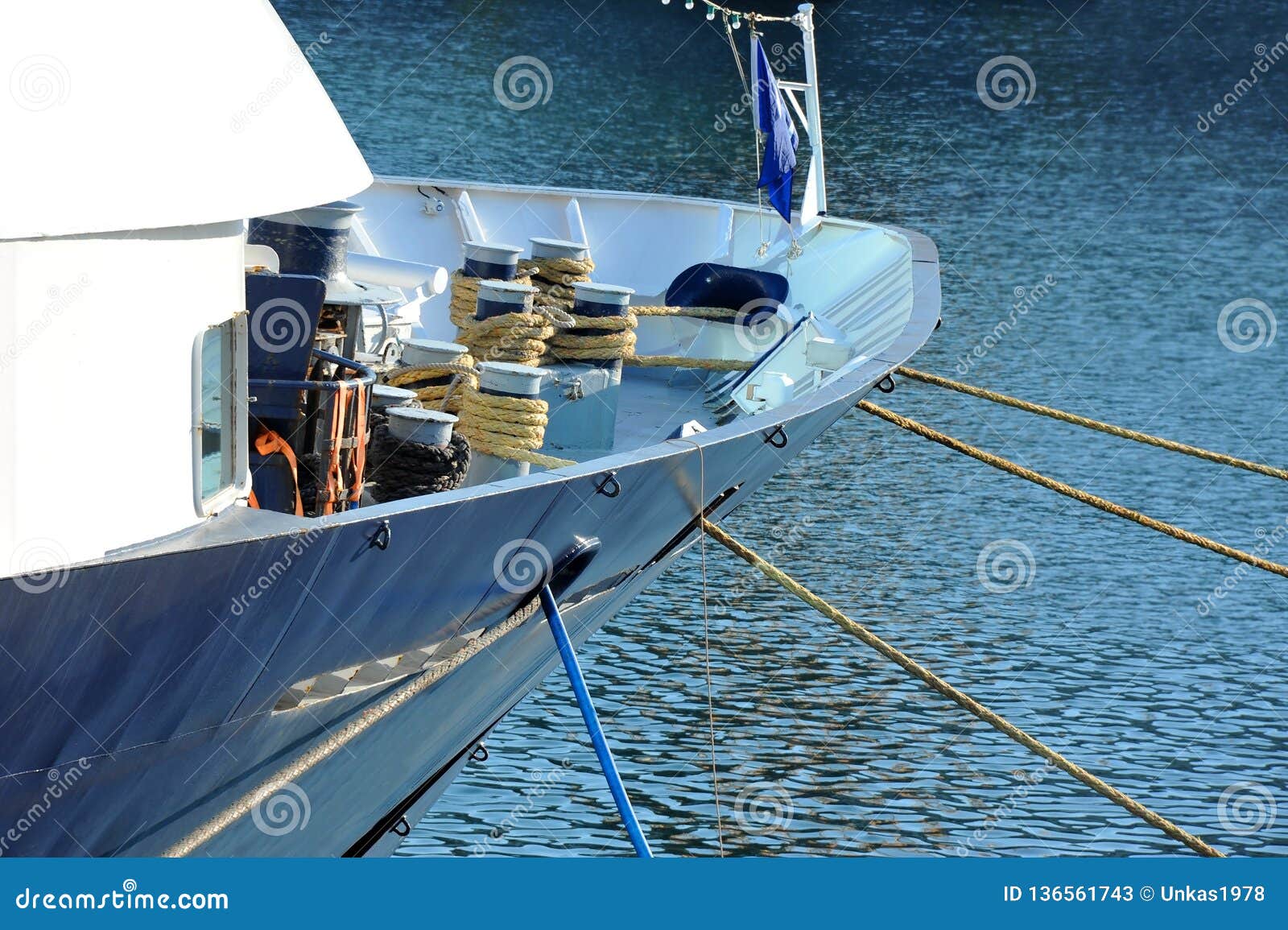 Mooring winch with hawser stock image. Image of moored - 136561743