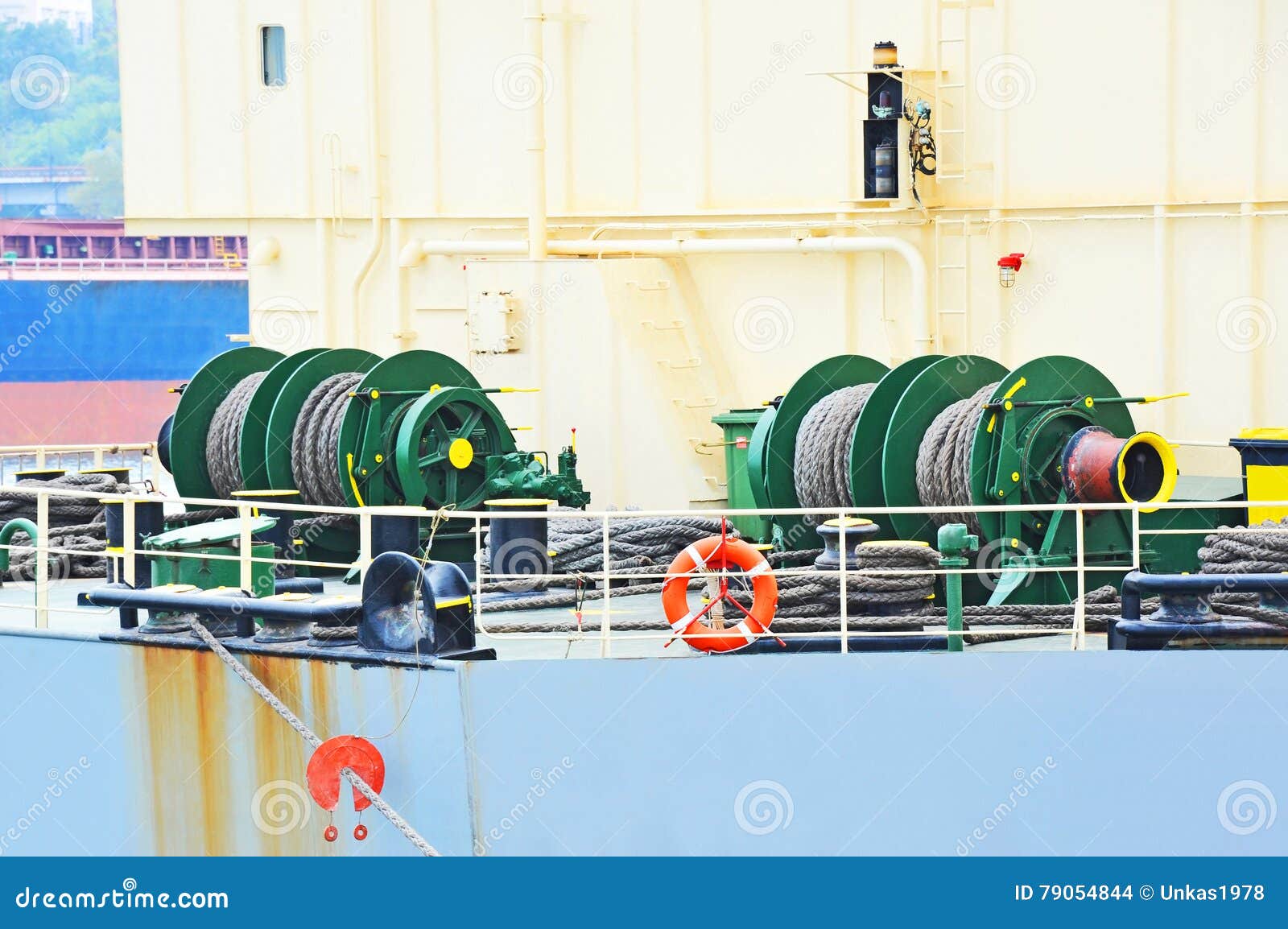 Mooring winch with hawser stock photo. Image of chain - 79054844