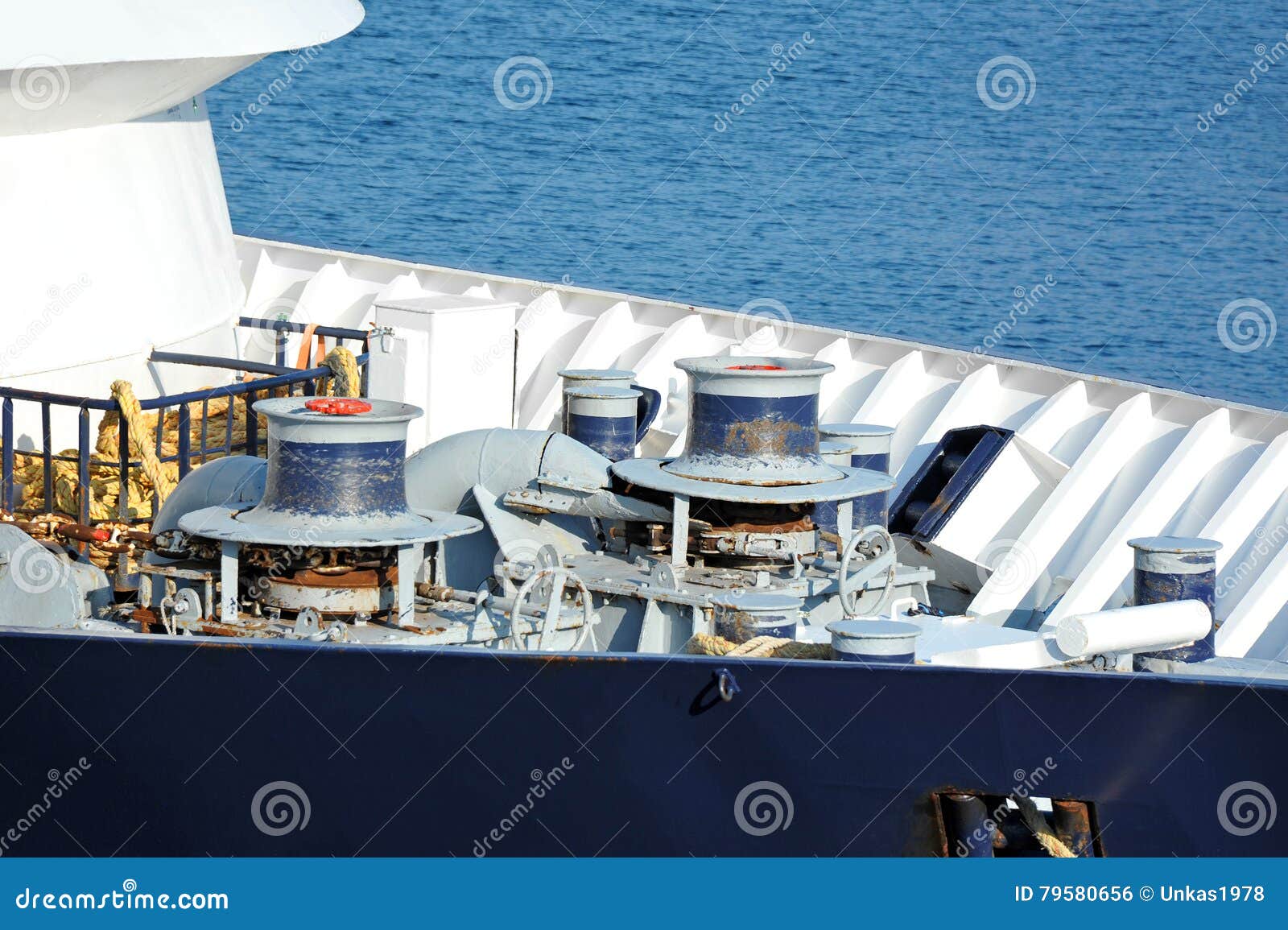 Mooring winch with hawser stock photo. Image of mooring - 79580656