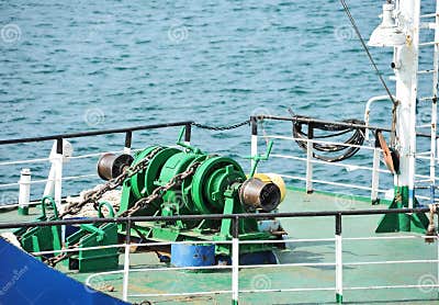 Mooring winch with hawser stock photo. Image of pull - 83977596