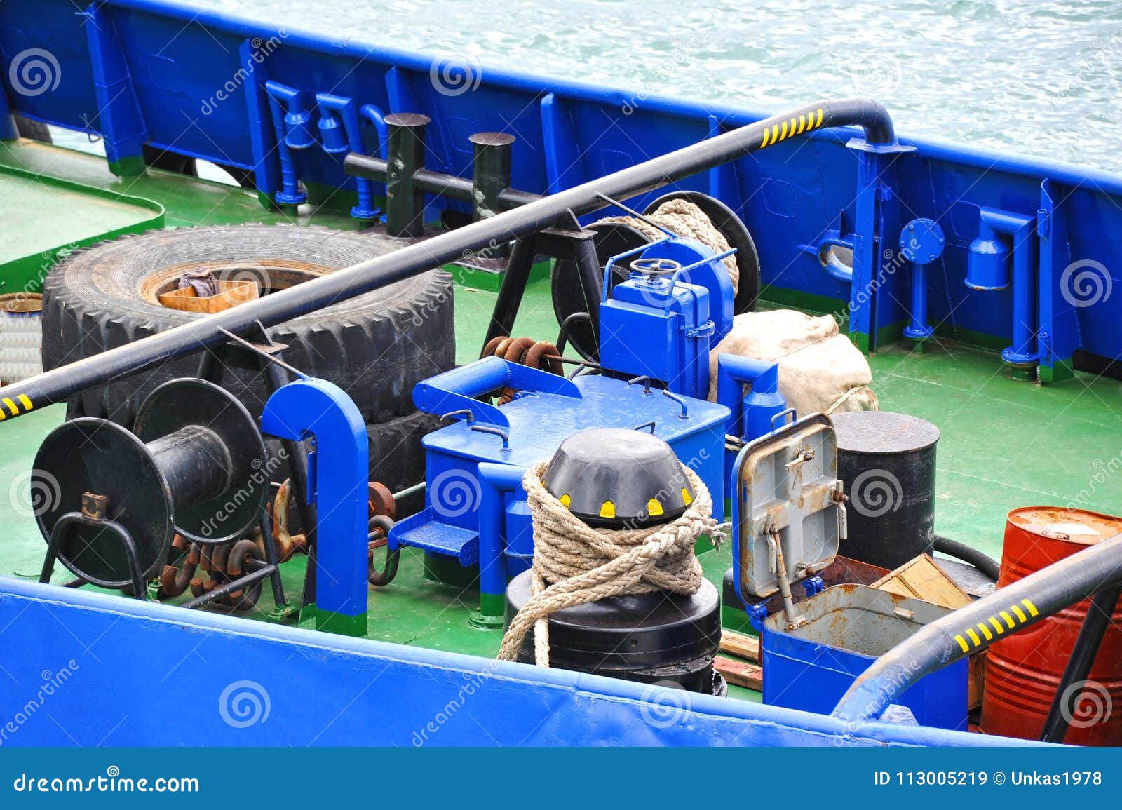 Mooring winch with hawser stock image. Image of docking - 113005219