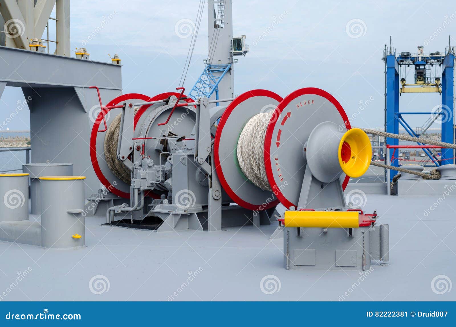 Mooring winch stock image. Image of marine, grey, yellow - 82222381