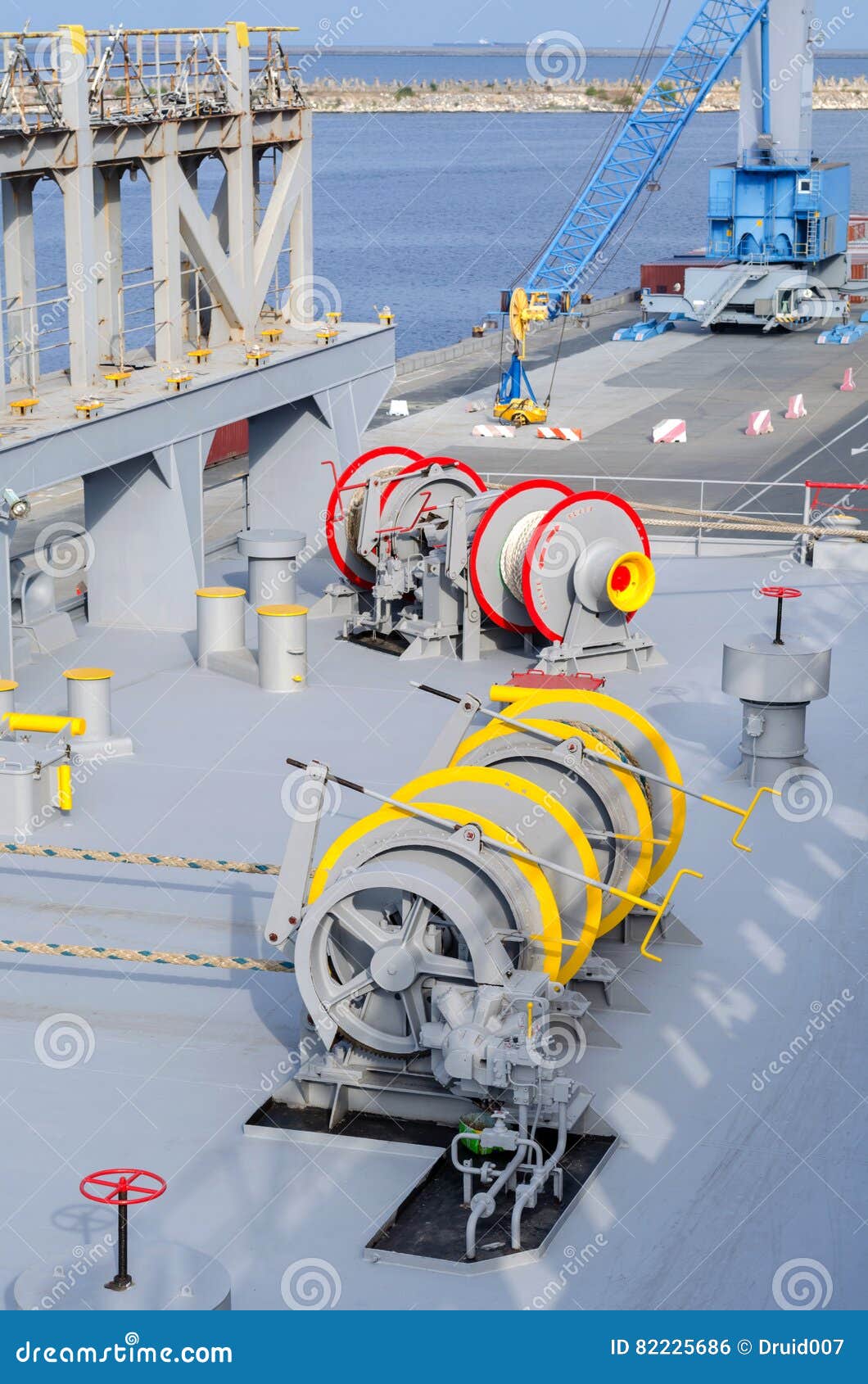Mooring Winches On The Deck Of A Container Ship, Equipment On The Deck ...